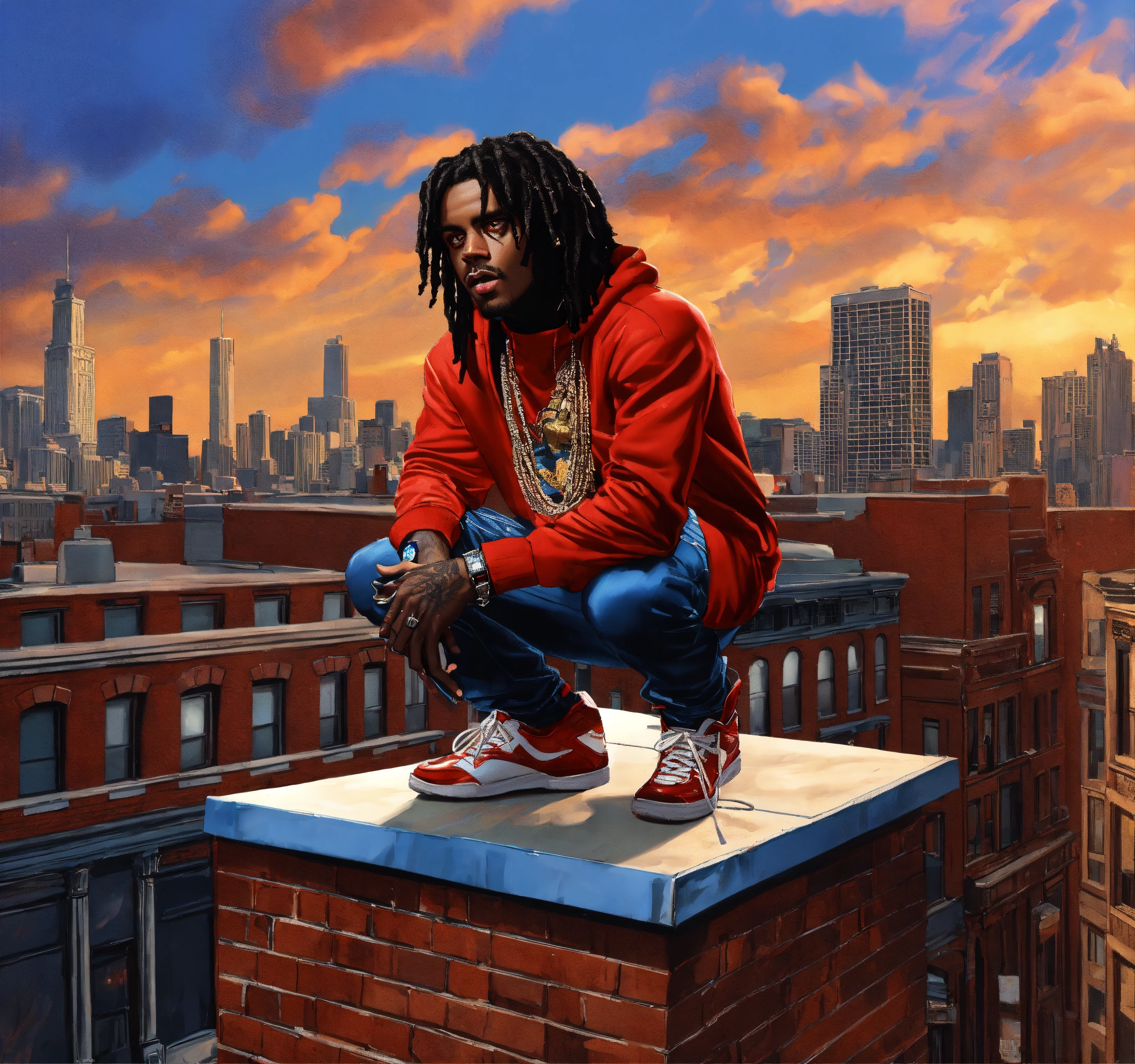 Lexica - Sky view Pop art, hyperrealist full body portrait of black ...