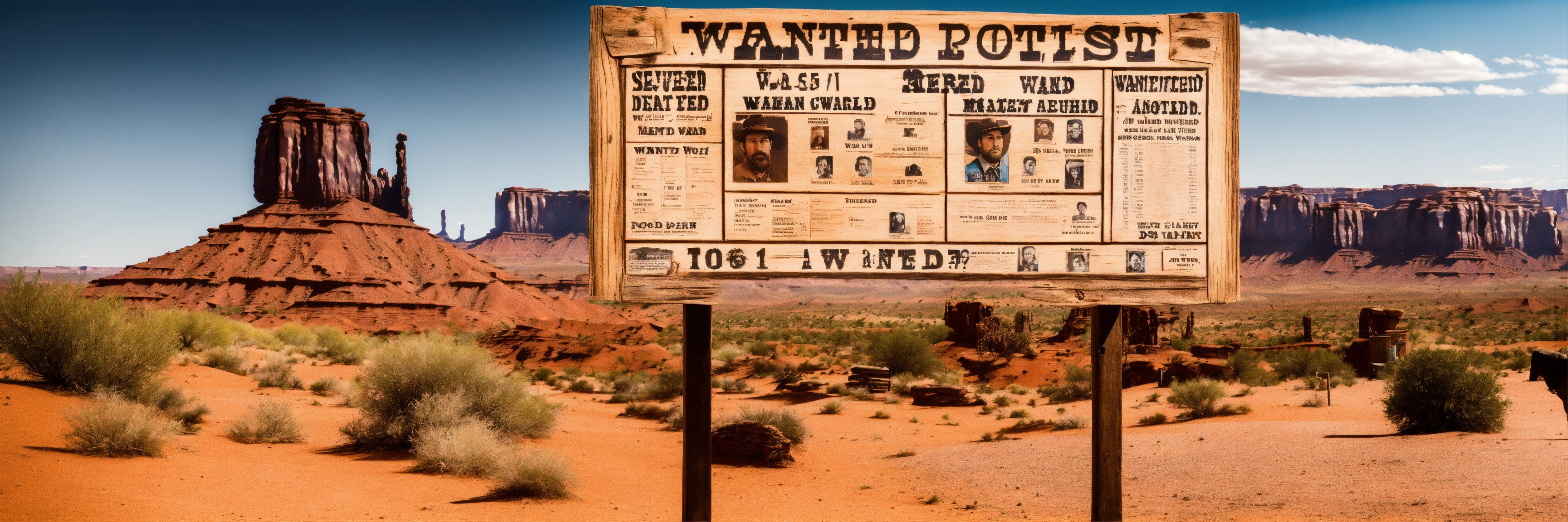 Lexica - An old wooden western board with wanted posters on it , in the ...