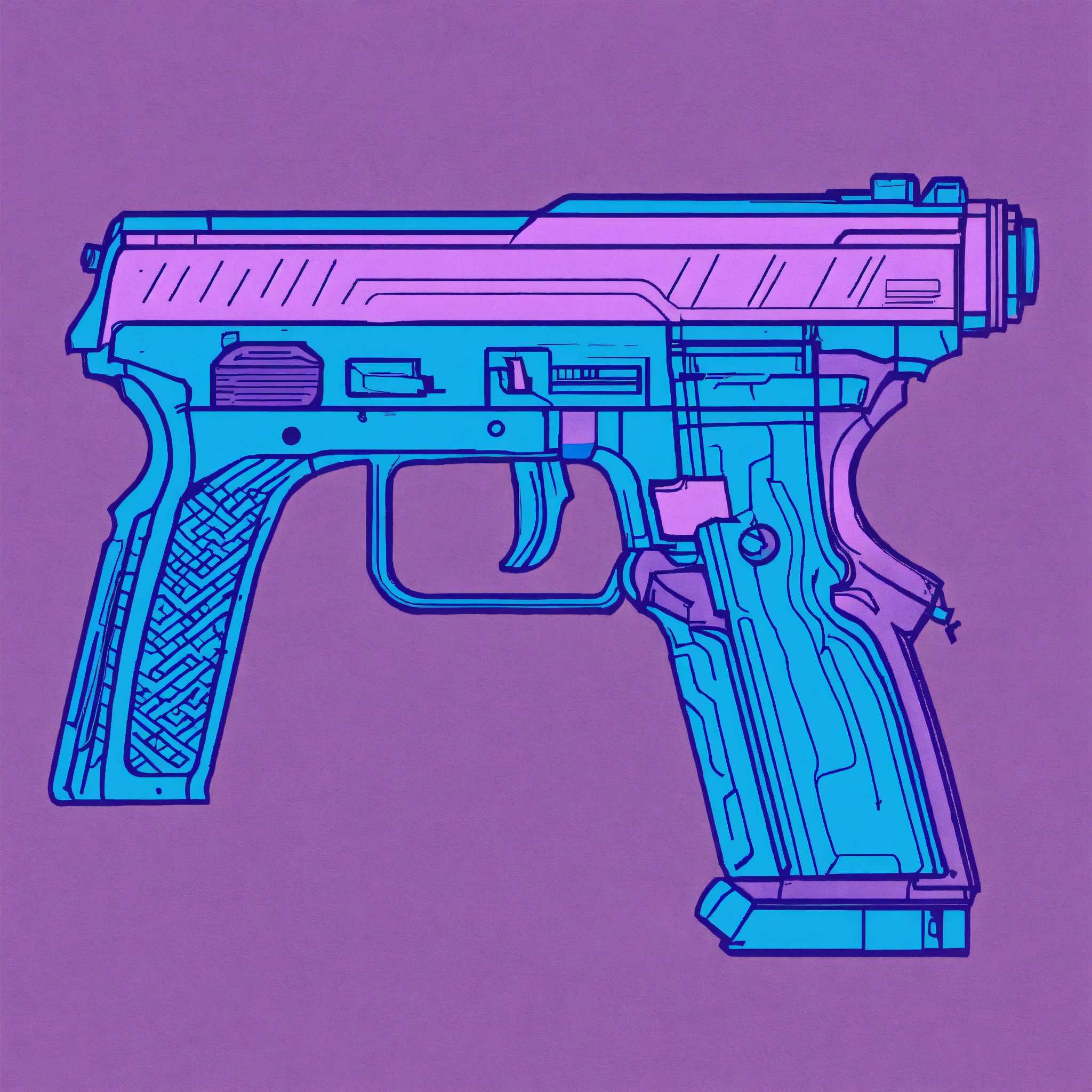 Lexica - Gun lineart blue purple simple flat