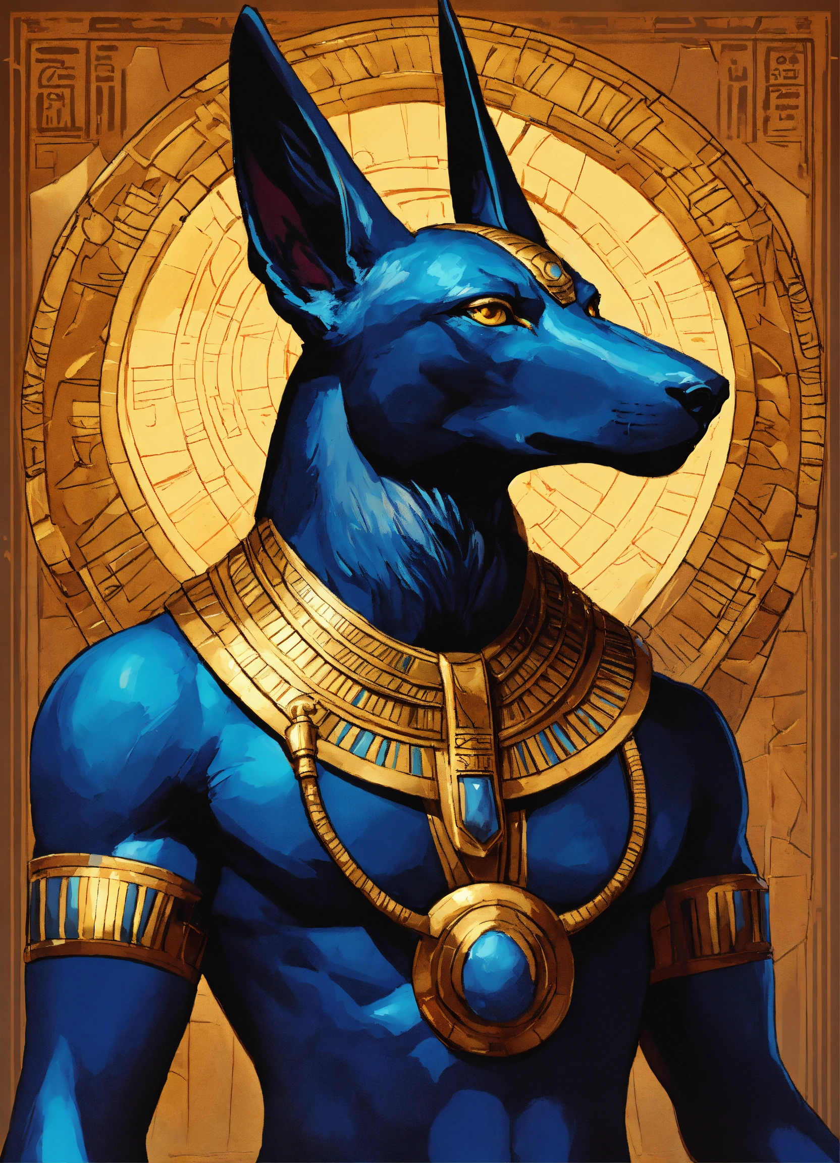 Lexica - Egyptian god Anubis, cartoon oil paint, 2D illustration style ...