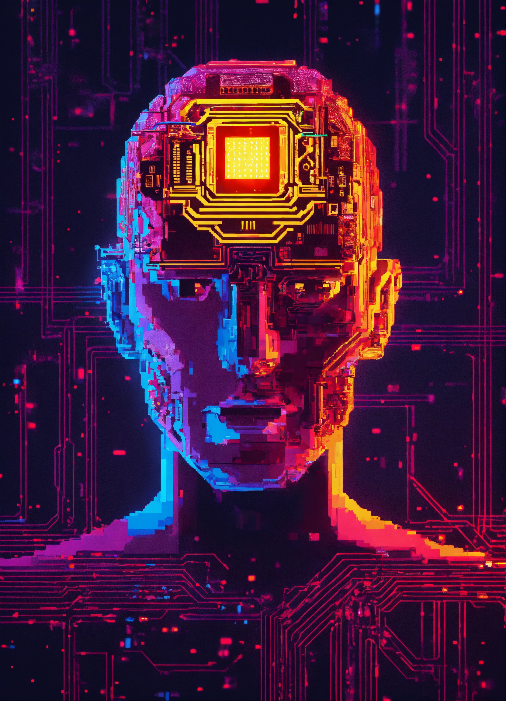 Lexica - Artificial intelligence chip computer inside of human head ...