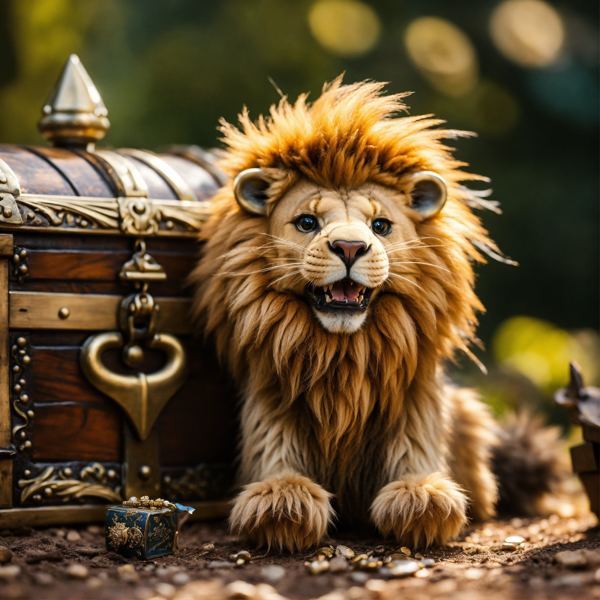 Lexica - A cute, furry lion-based monster guarding a medieval treasure ...