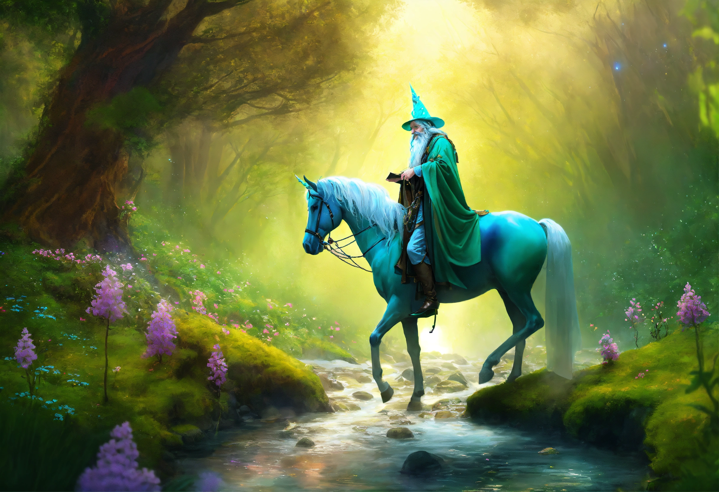 Lexica - An elderly wizard in an earthy colored cloak and long silver ...