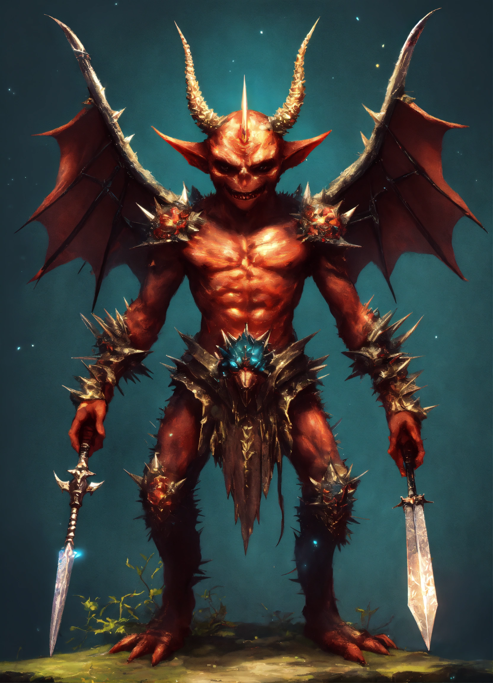 Lexica - A small flying demon imp with long arms covered in spikes with ...