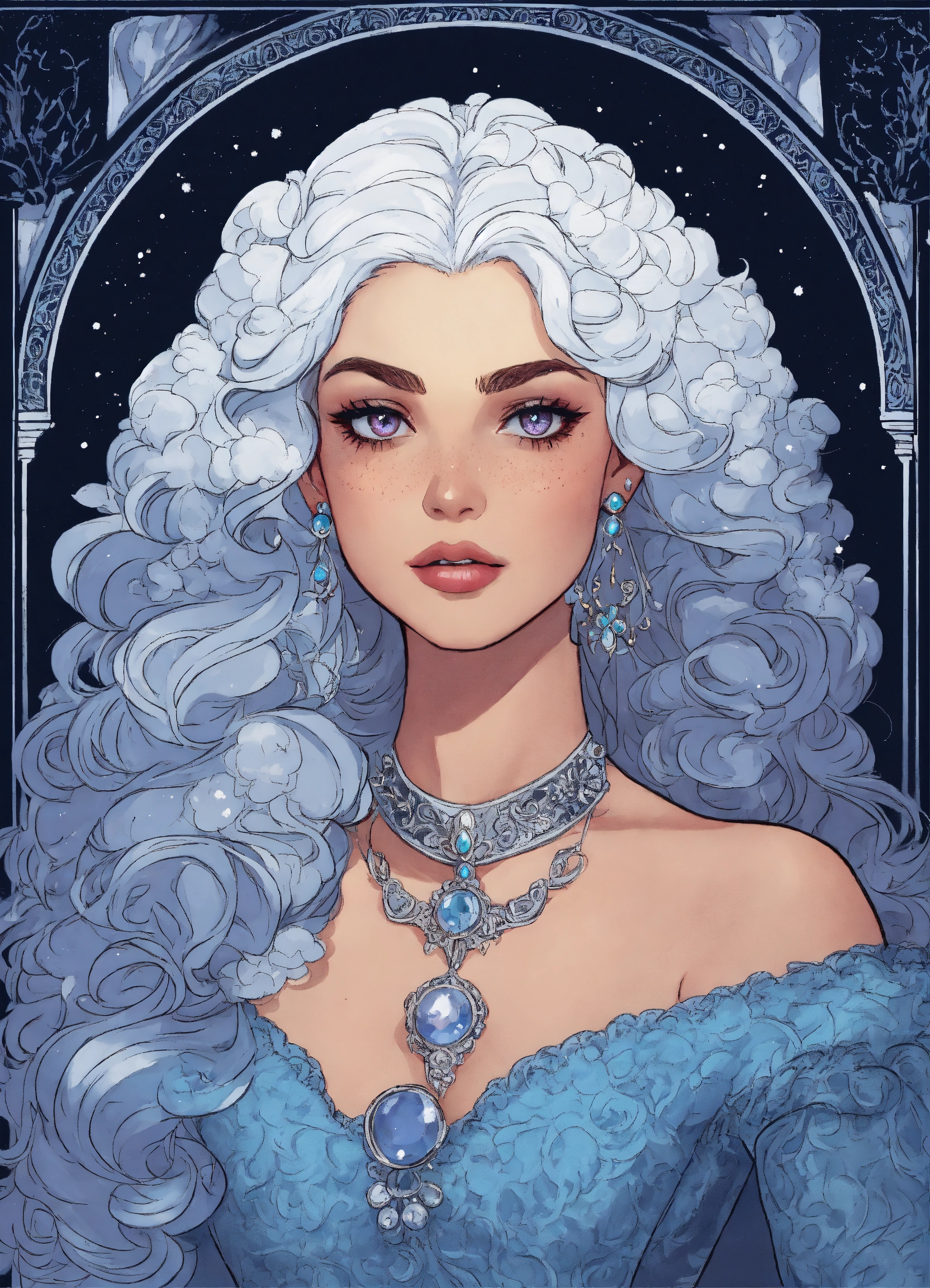 Lexica - "Veronica Lodge as rococo Merida", huge rococo hair, snow ...