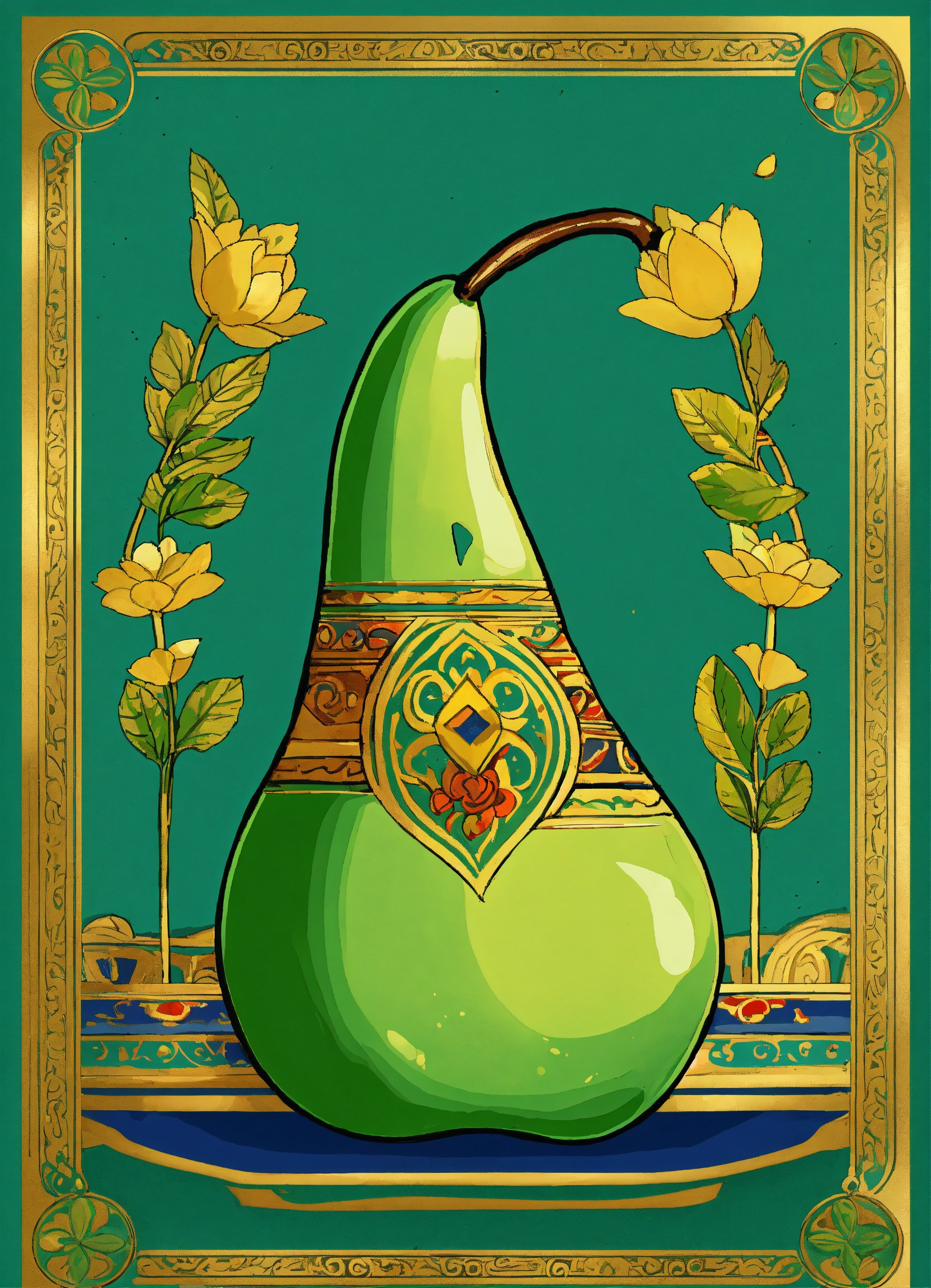 Lexica - A green pear, based on the card "la pera" of the mexican ...