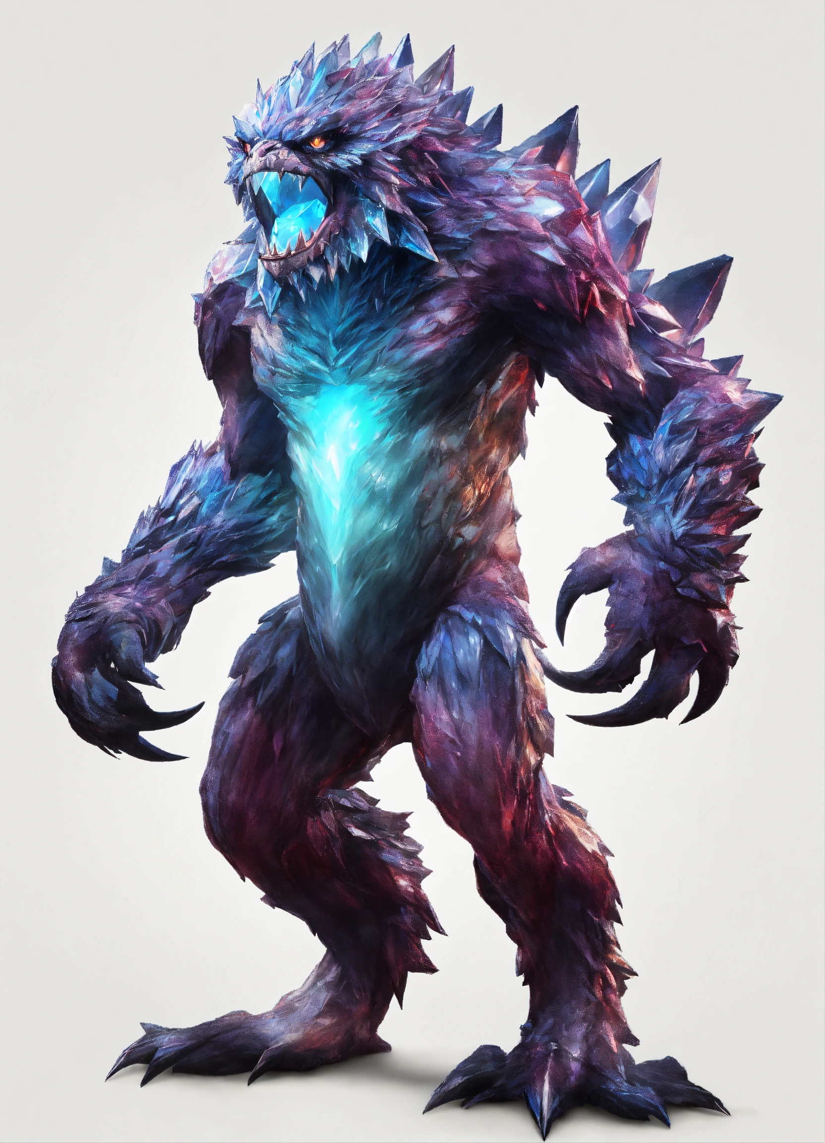 Lexica - Angry crystal monster; full body; ultra-realistic; solid white ...