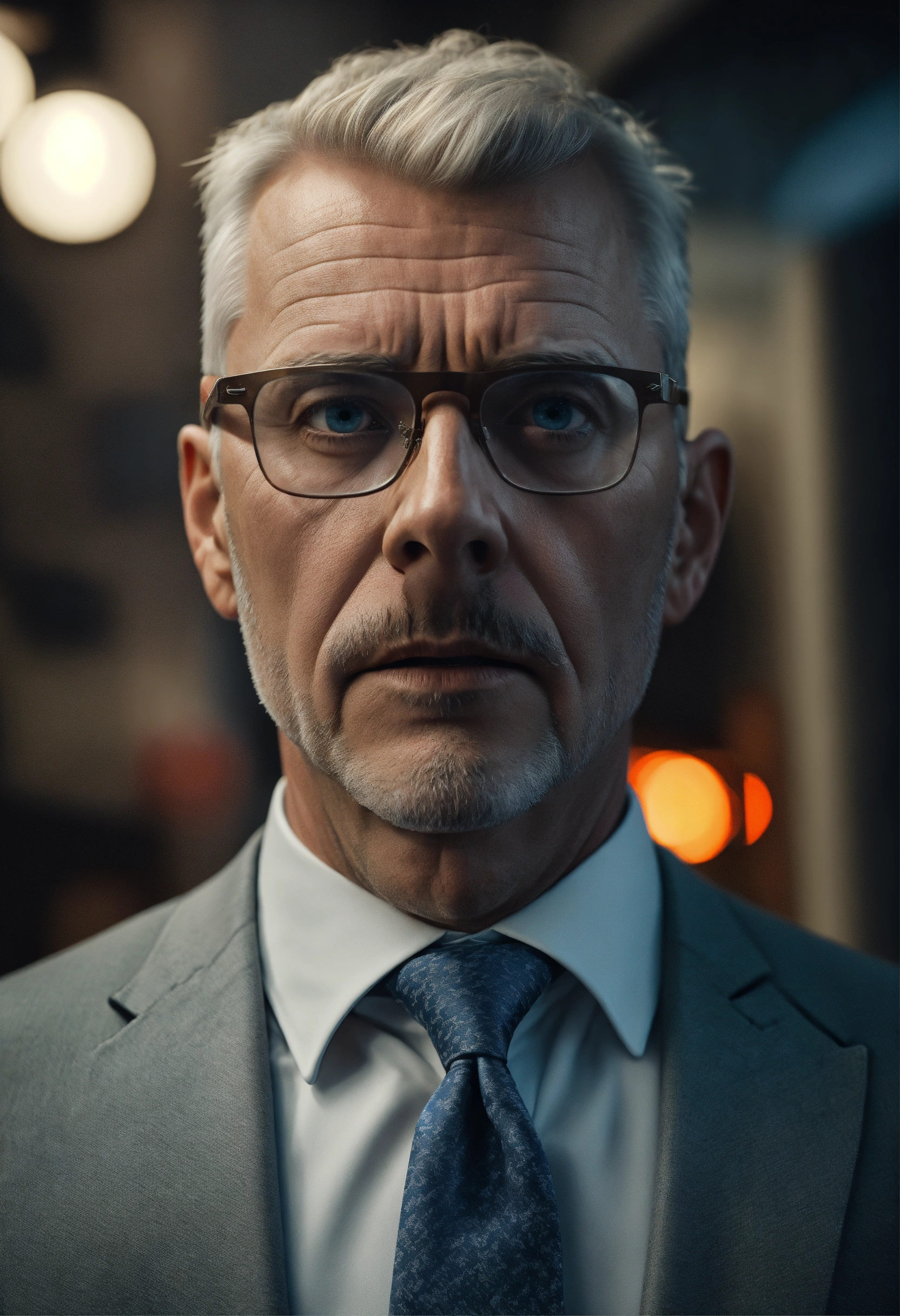 Lexica - A realistic photo of scary 50 years old man with deep blue ...