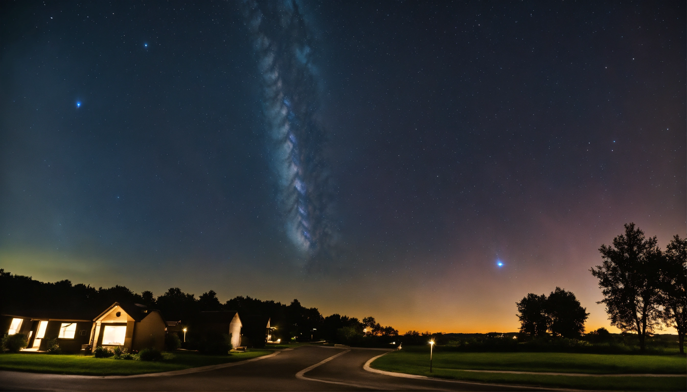 Lexica - Starlink or UFO? night sky realistic photograph
