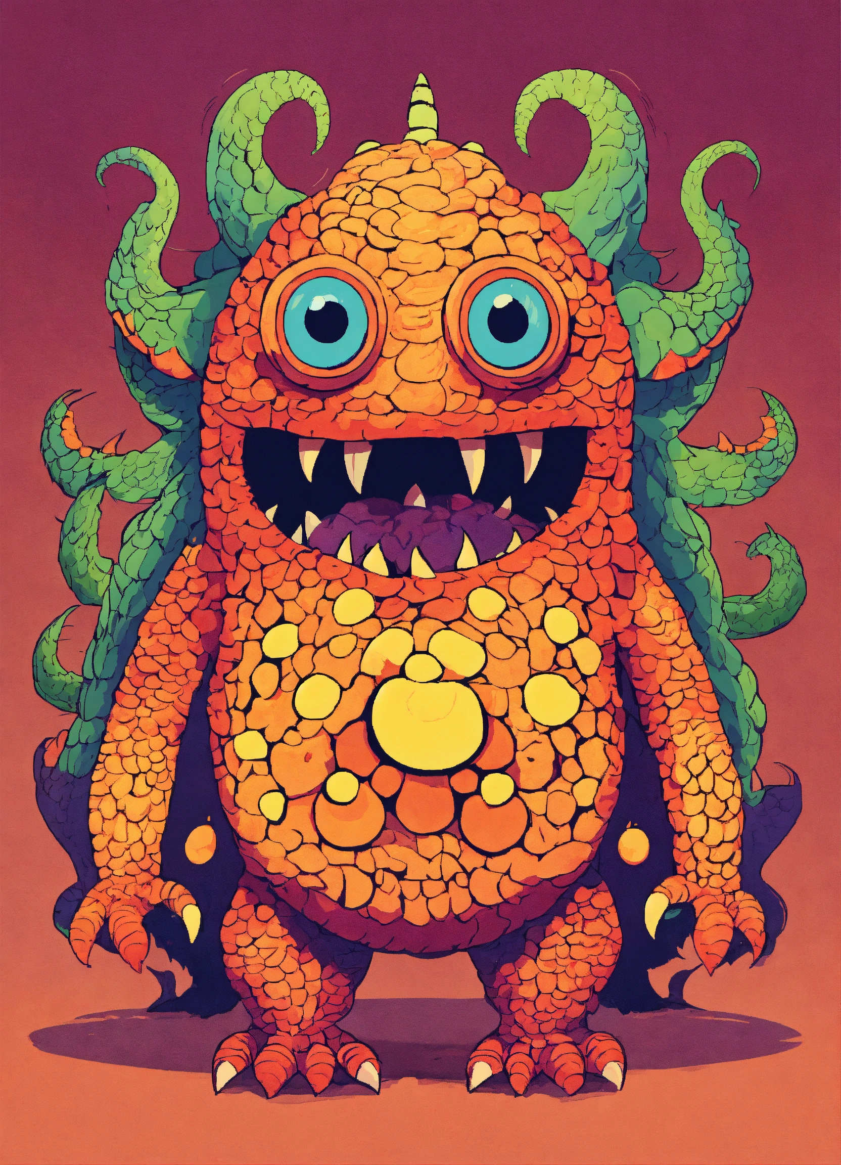 Lexica - A single vector illustration. A scaly monster with many eyes ...