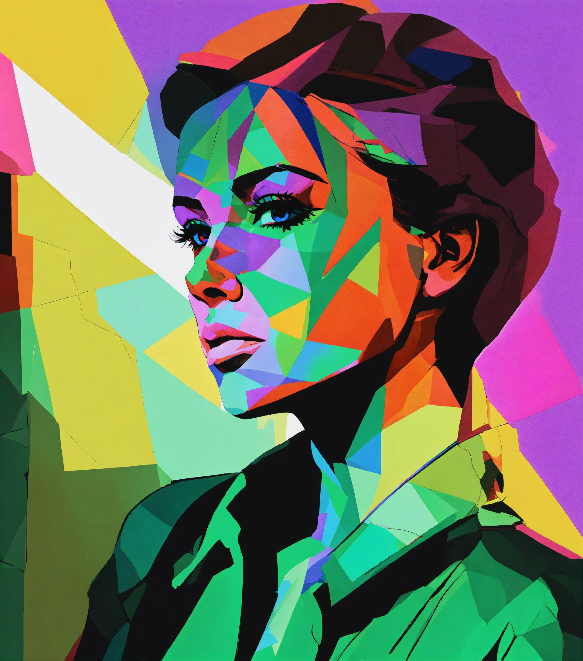 Lexica - Simplified abstract illustration of close up portrait of 1980s ...