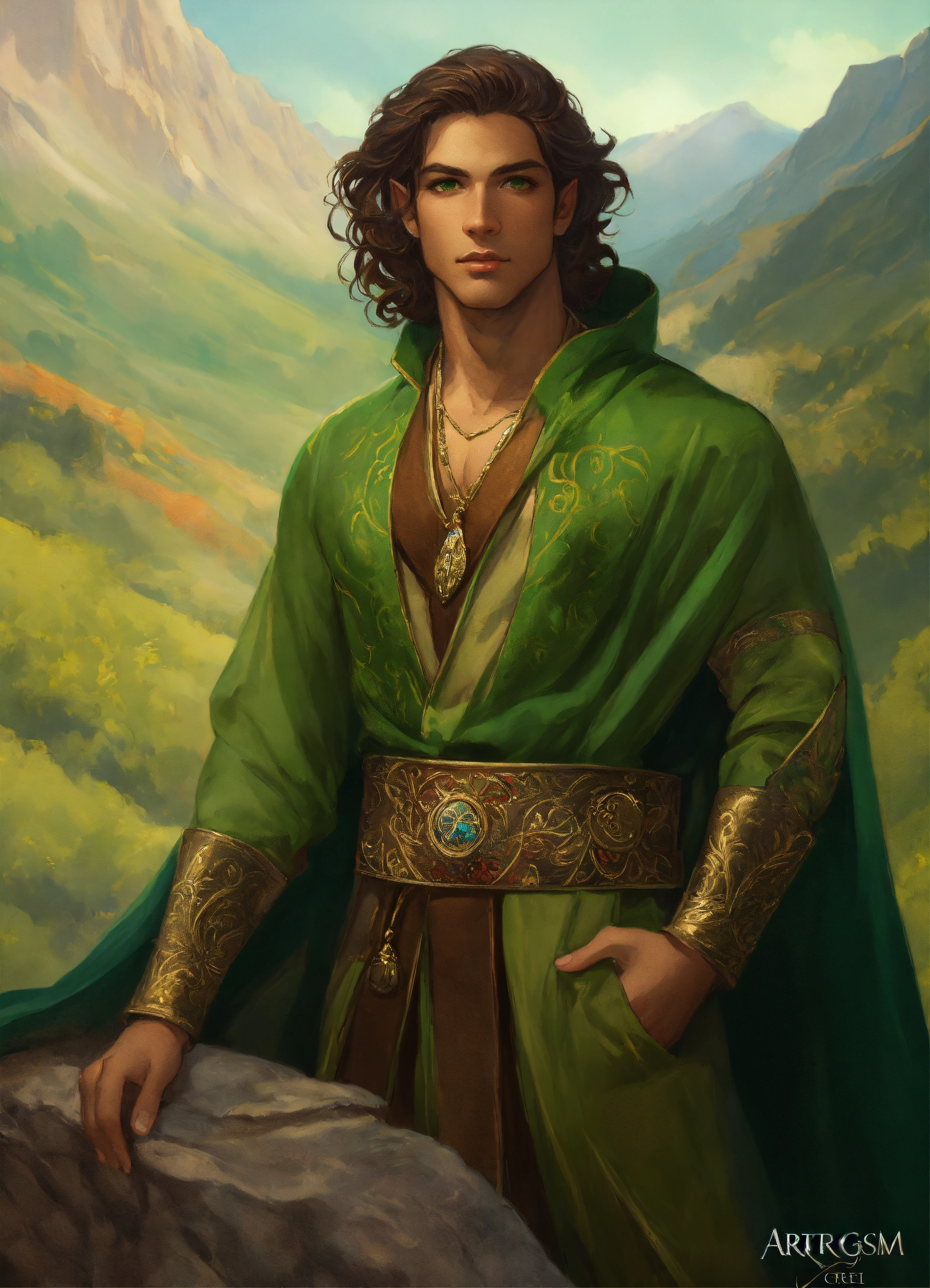 Lexica - Full body portrait of handsome persian elf male scout, high ...