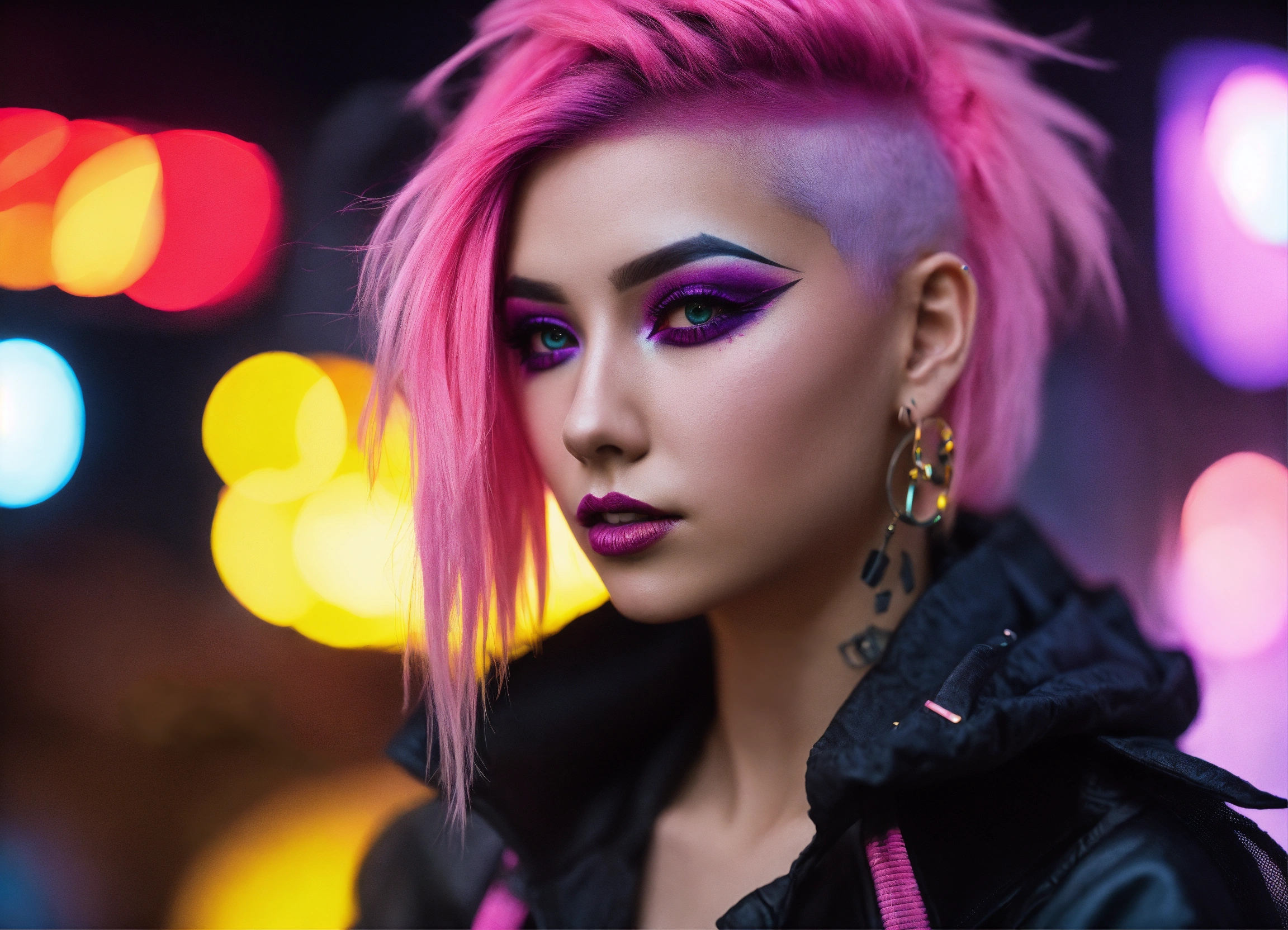 Lexica - Photo, Cyberpunk Dream girl, punk hair, futuristic, weather ...