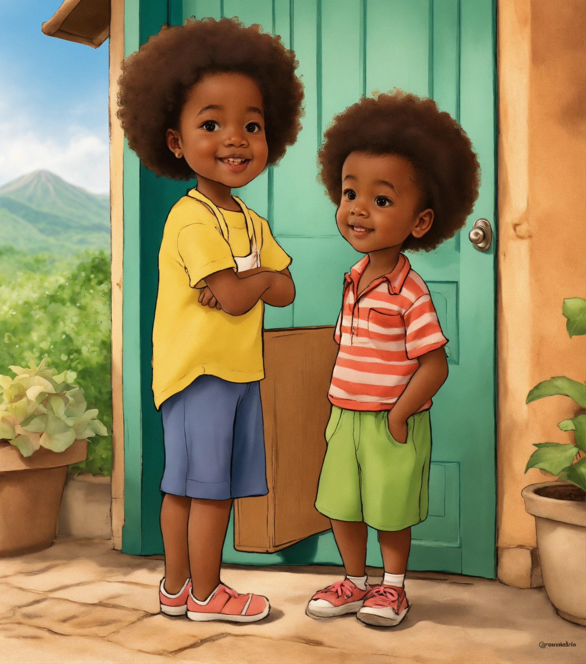 Lexica - A cartoon of two 3-year-old Caribbean cousins in Montserrat ...