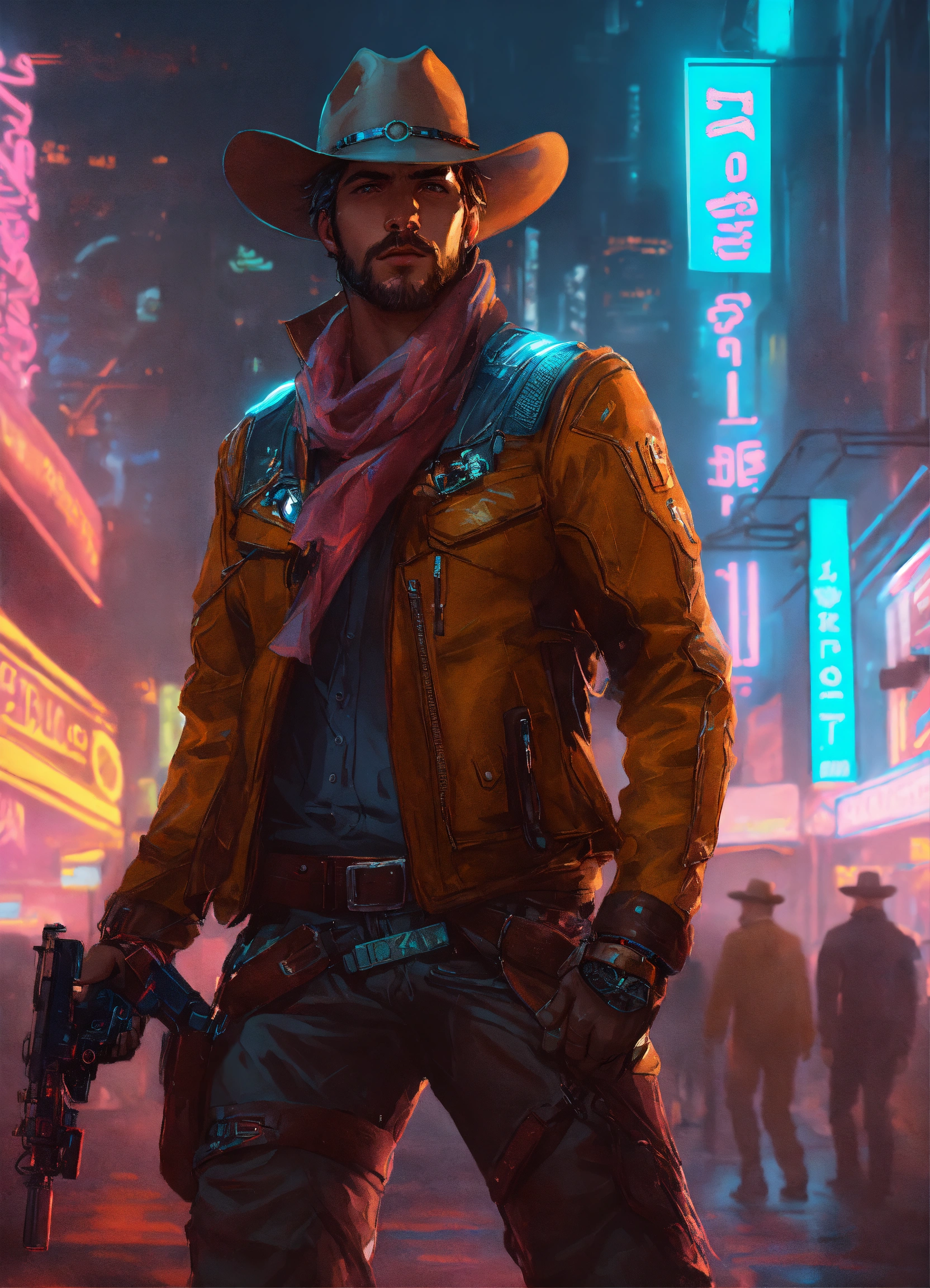 Lexica - Sci-fi cowboy, , the scene is set in a futuristic cyberpunk ...