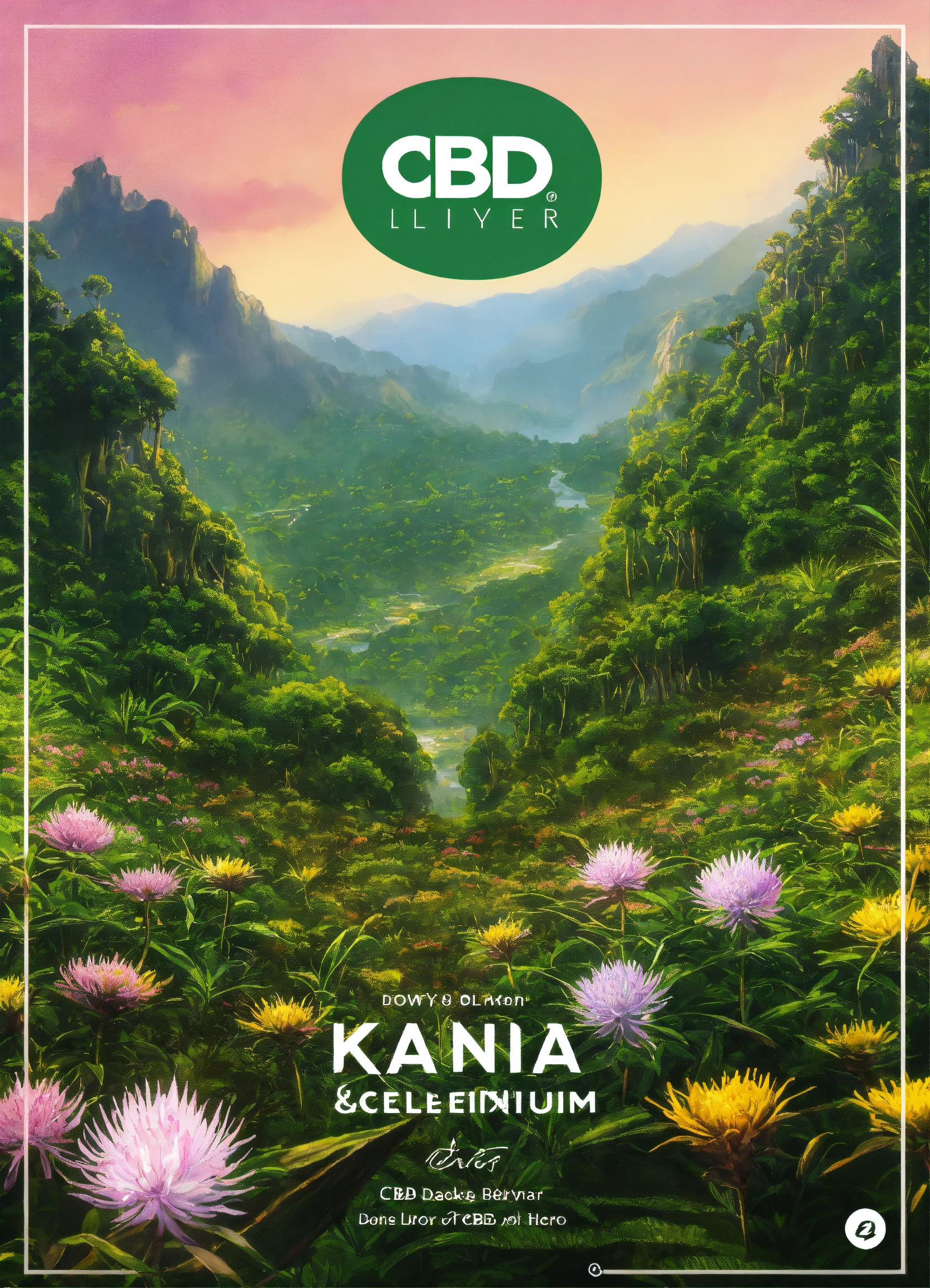 Lexica - Cbd flyer illustration with a clearly visible logo above, a ...