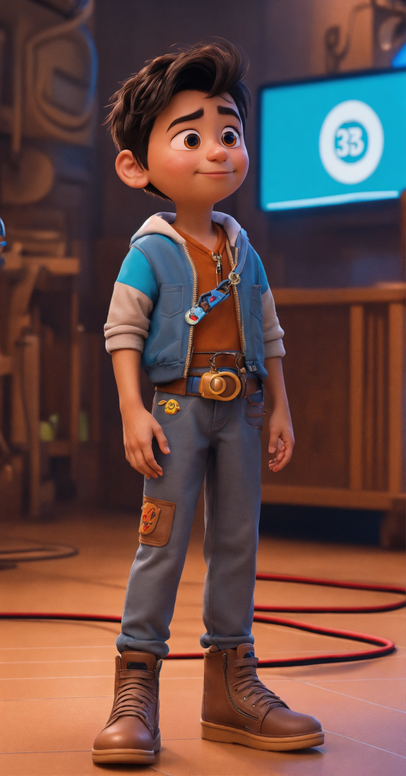 Lexica - Dark-haired brown boy with black zipper, standing in the ...