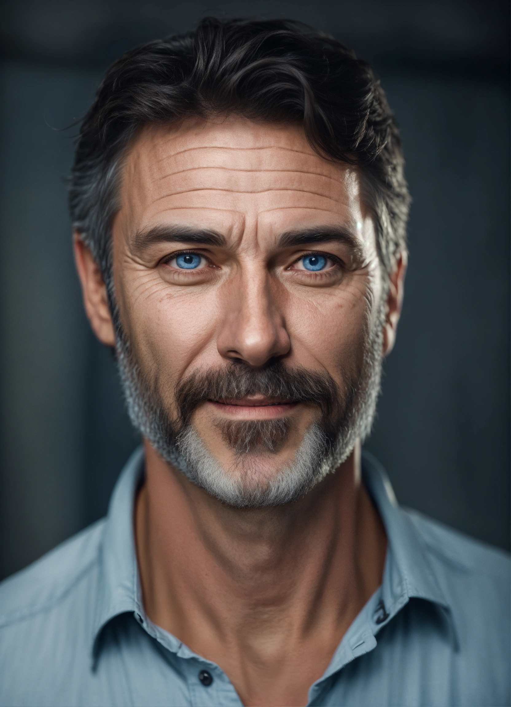 Lexica - Portrait of handosme middle-aged men with dark hair, he smirks ...