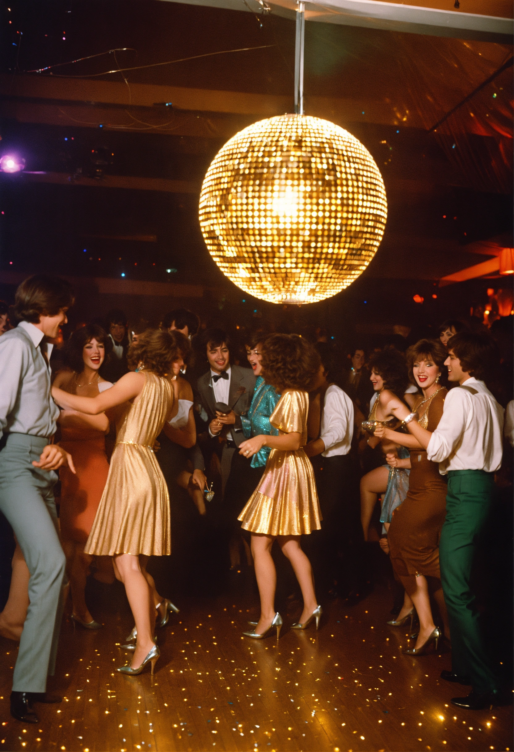 Lexica - People dancing under disco ball on the dance floor in 1980.