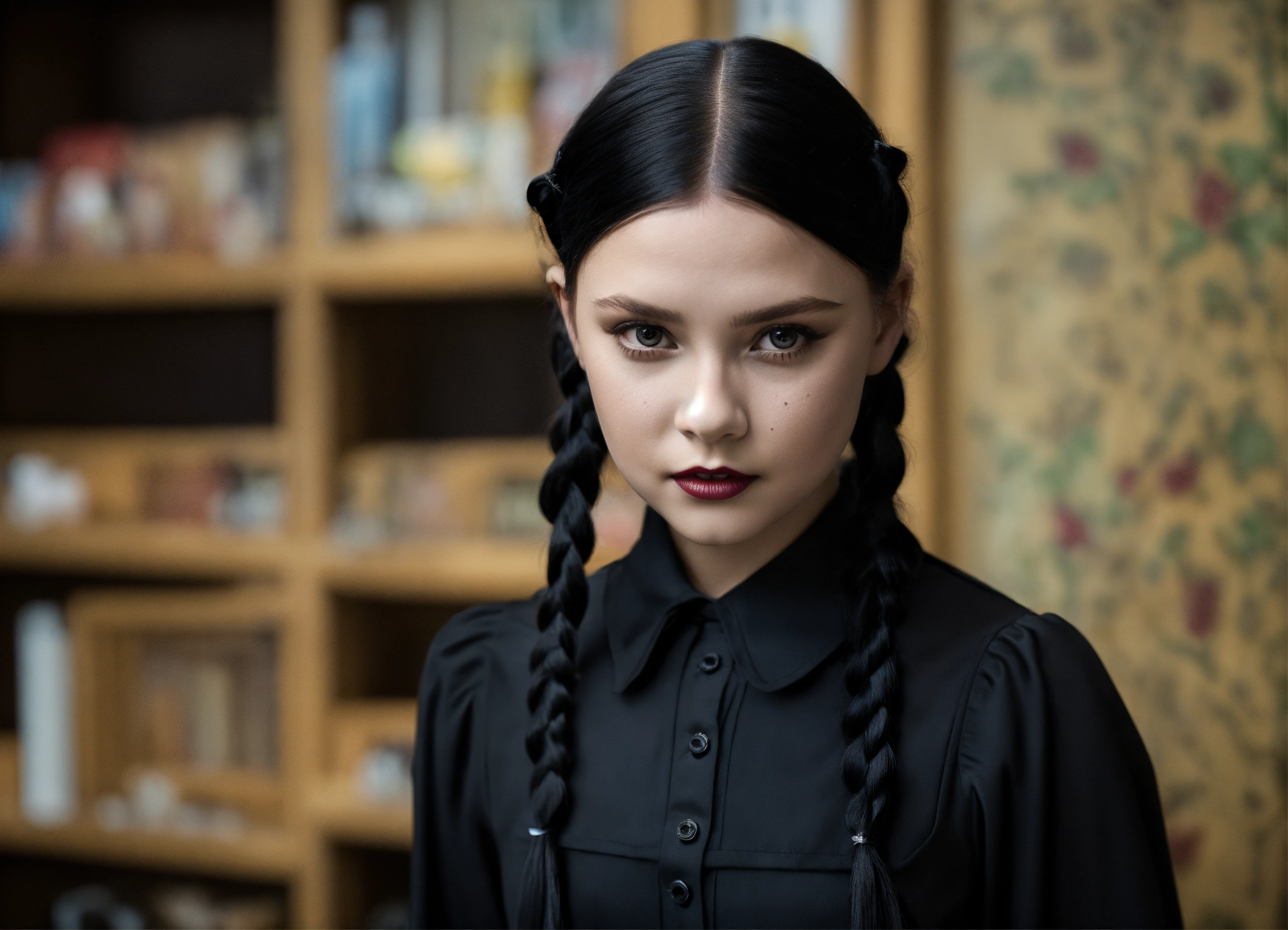 Lexica - Wednesday addams from the series, black hair braided in two ...