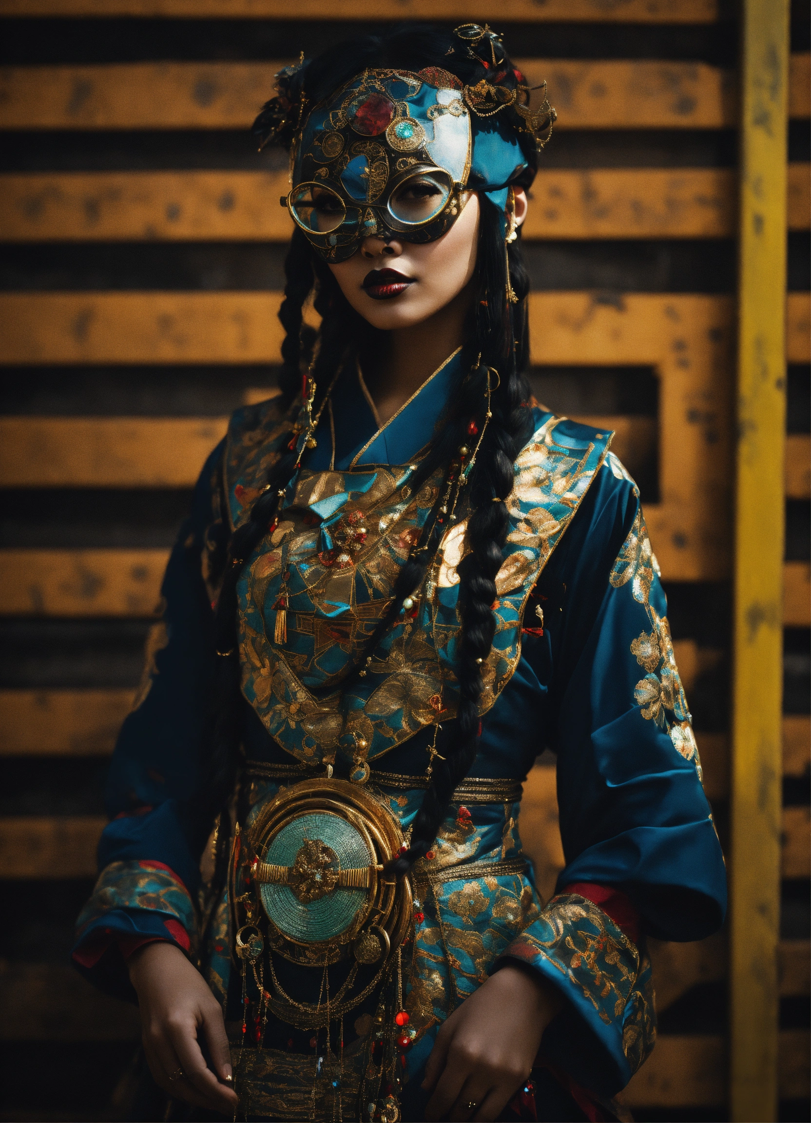 Lexica - Jeweled mask, solarpunk travaler, futuristic mongolian nomad ...