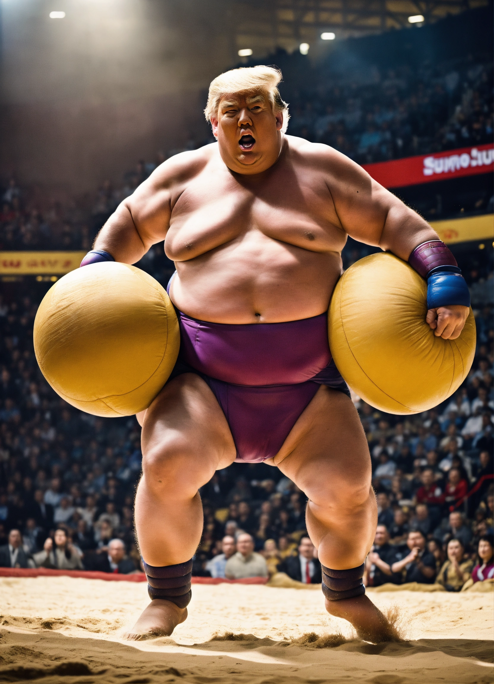 Lexica - Sumo wrestler Donald Trump in the arena, sports ((action shot ...