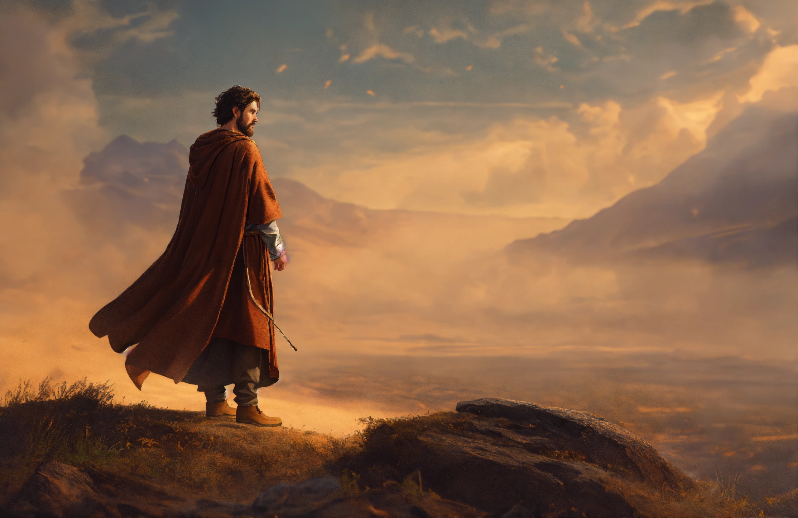 Lexica - Painting Peter a Disciple, with brown robe, looking at camera ...