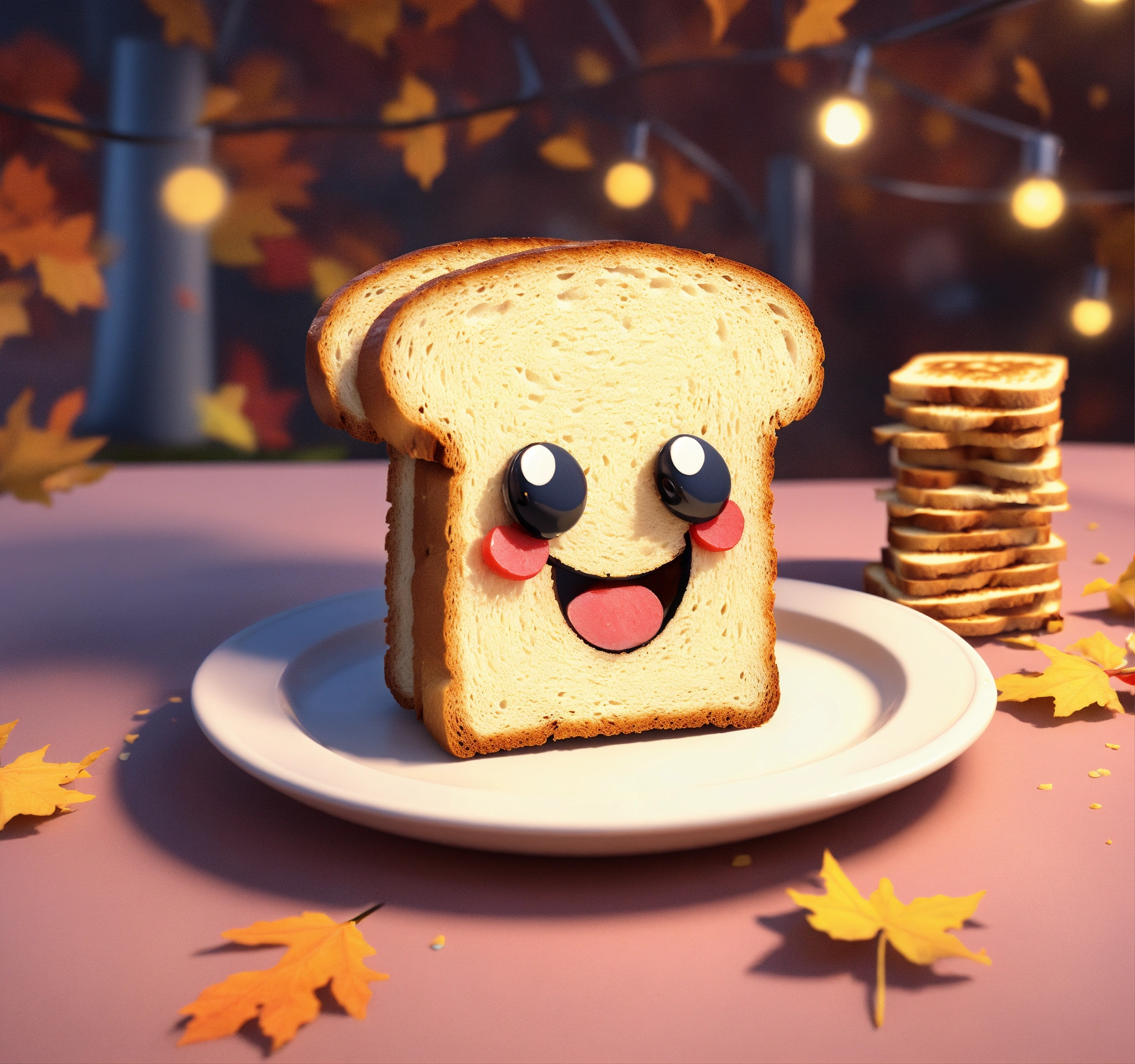 Lexica - Cartoon style toast with theme of november 3d animation style