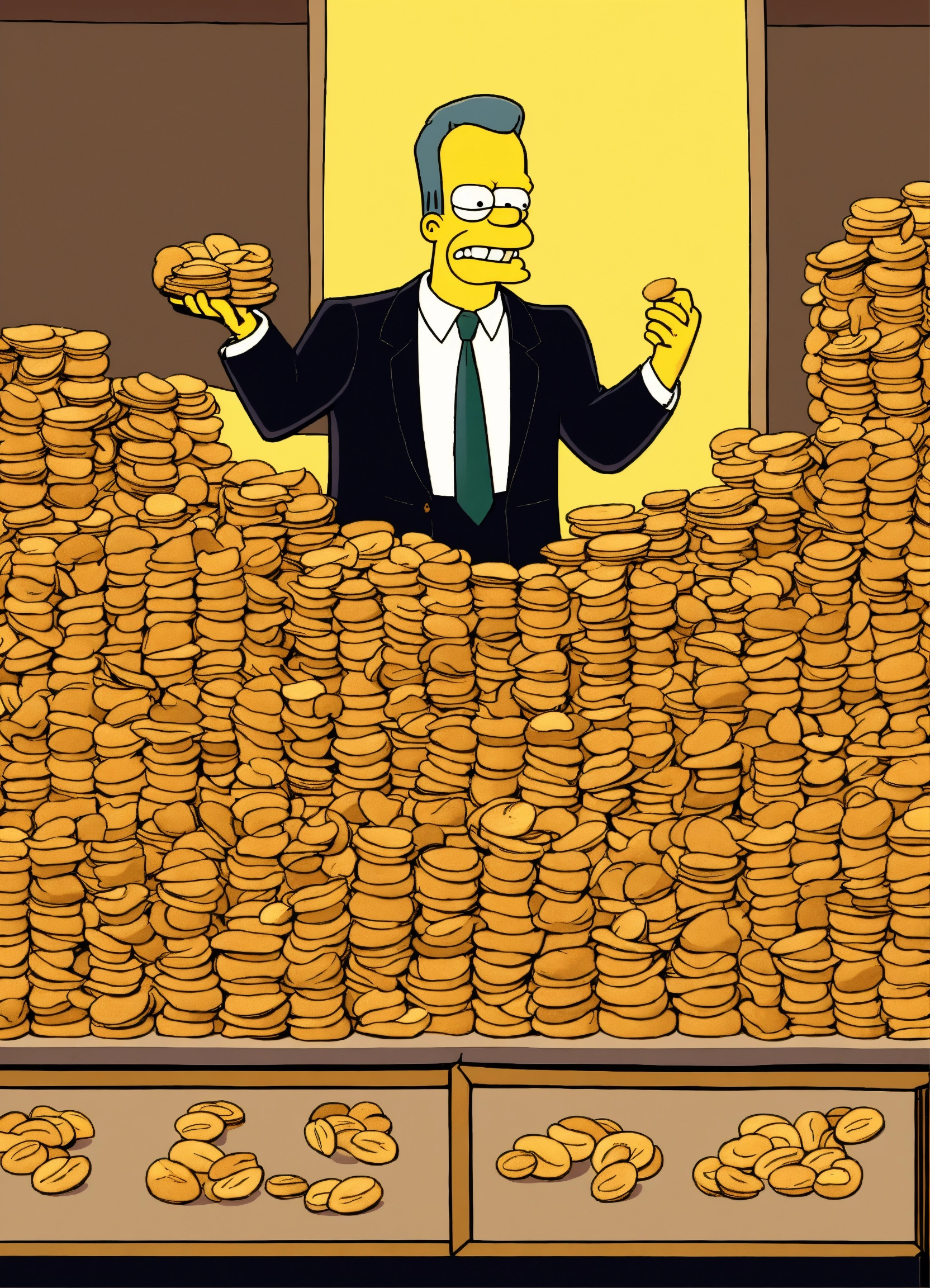 Lexica - A man stands at a table and sells nuts. There are huge stacks ...