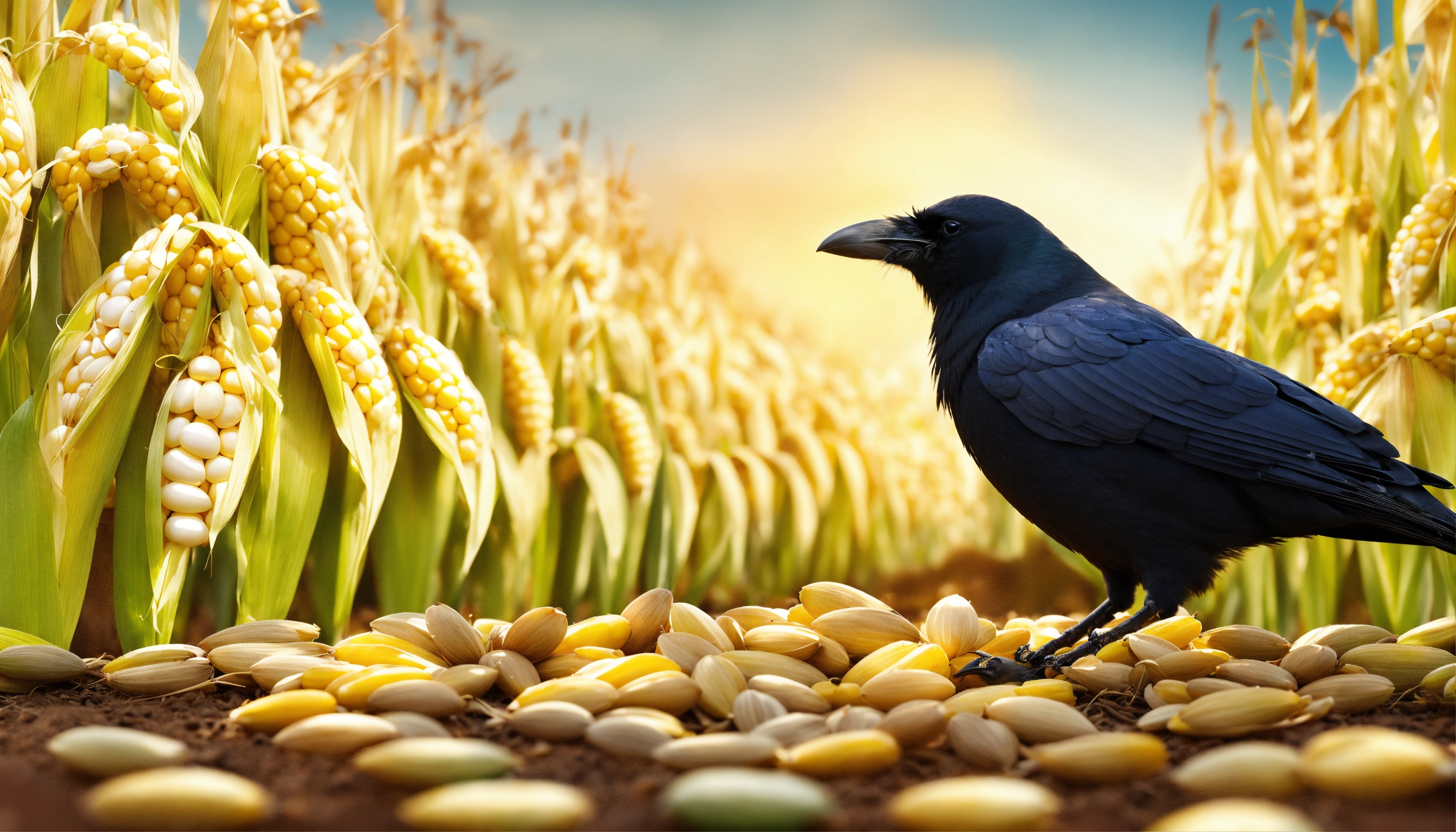 Lexica - One crow sitting on corn seeds .," 3D pictures, storybook ...
