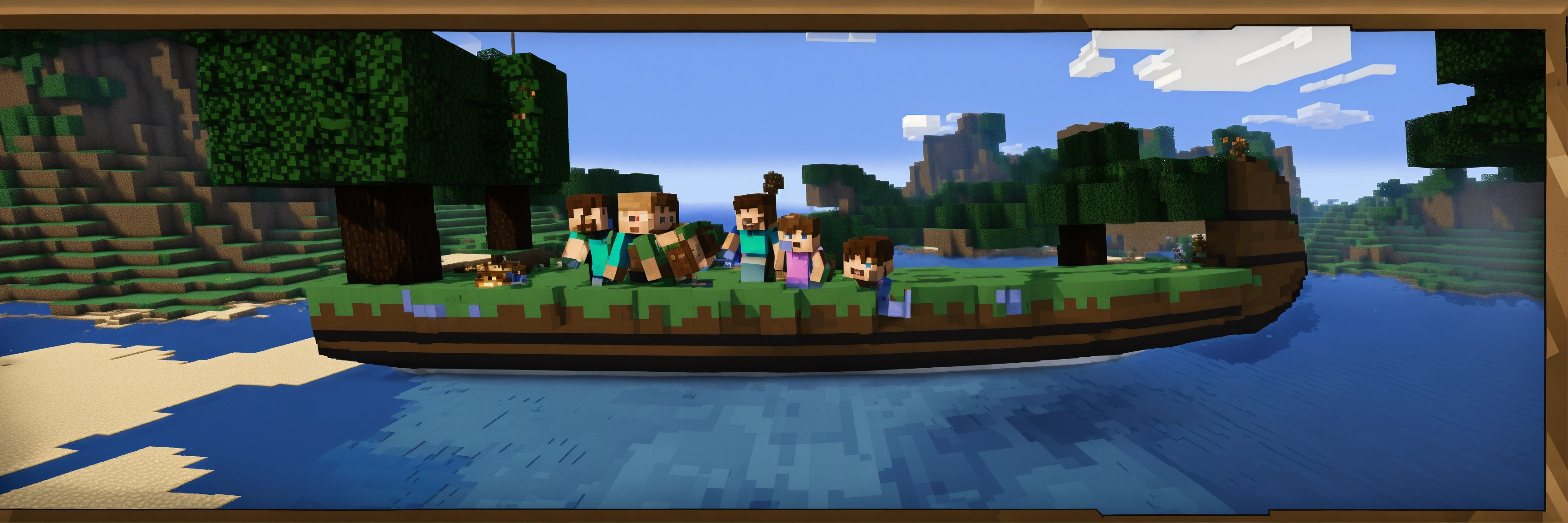 Lexica - A minecraft boat with minecraft players fighting each other ...
