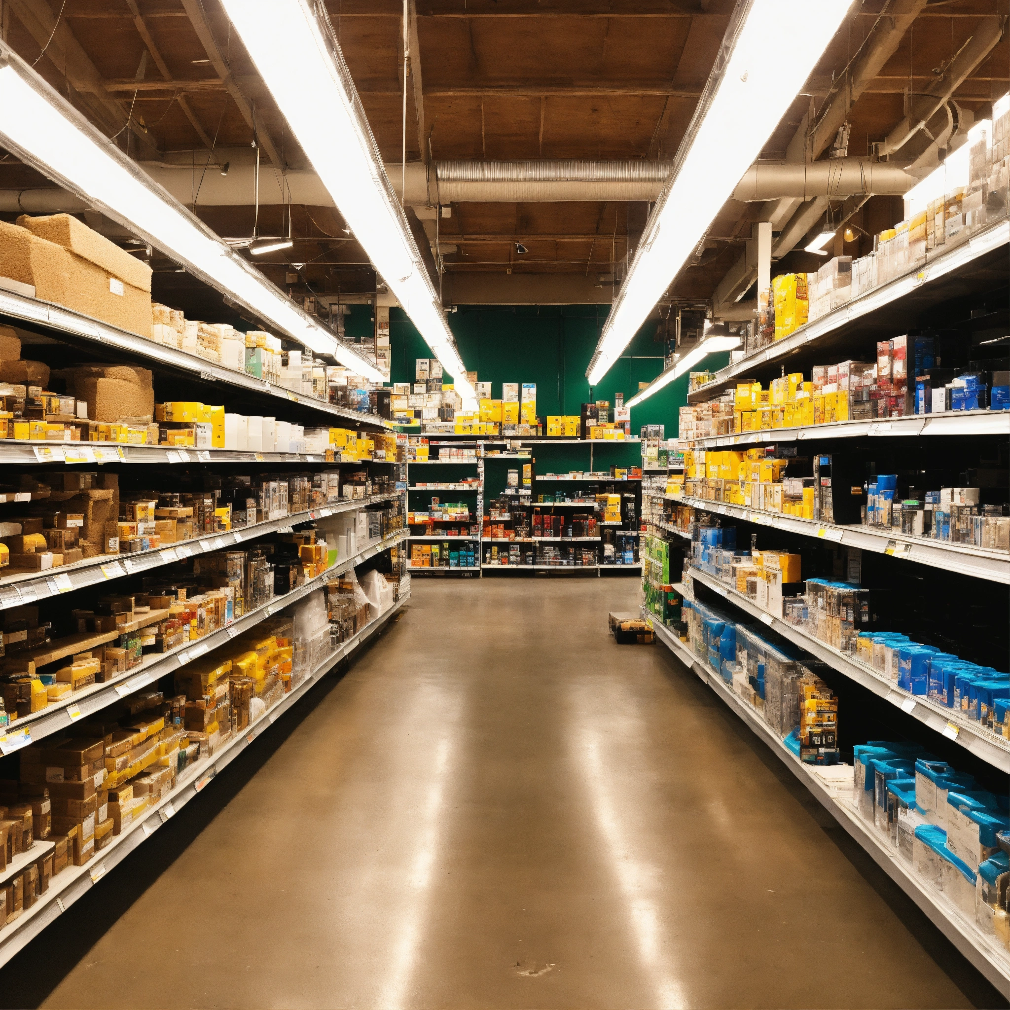 Lexica - A photo of a large hardware store. The store is well-organized ...