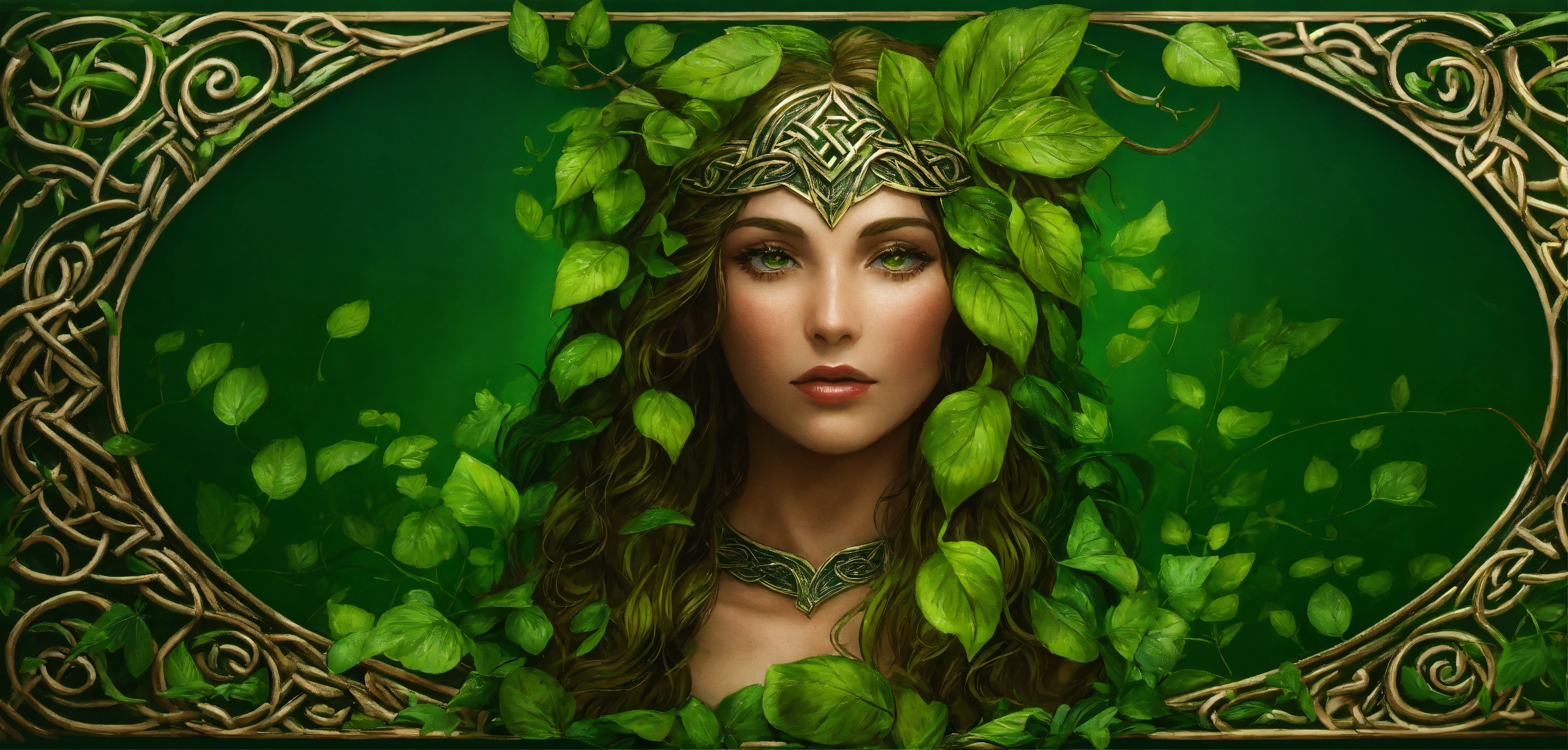 Lexica - The pagan celtic green woman with leaves, 8k
