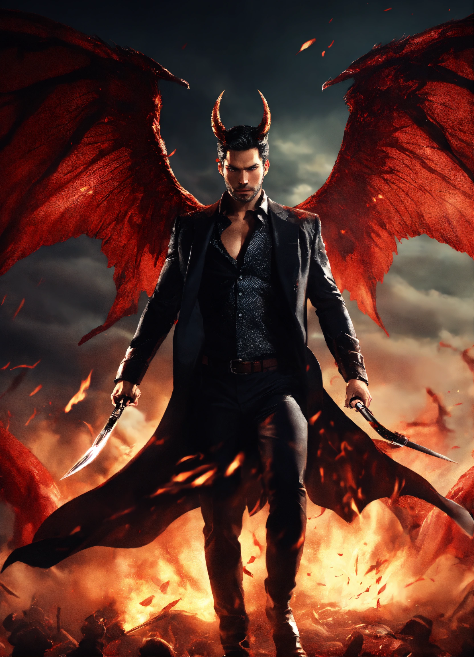 Lexica - Lucifer fighting, cinematic, 8k