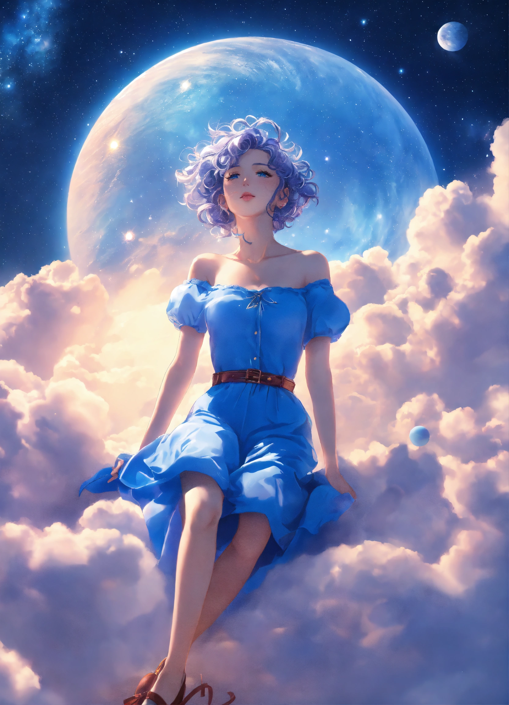 Lexica - Beautiful blue skin anime model full body, sun-bathing on ...