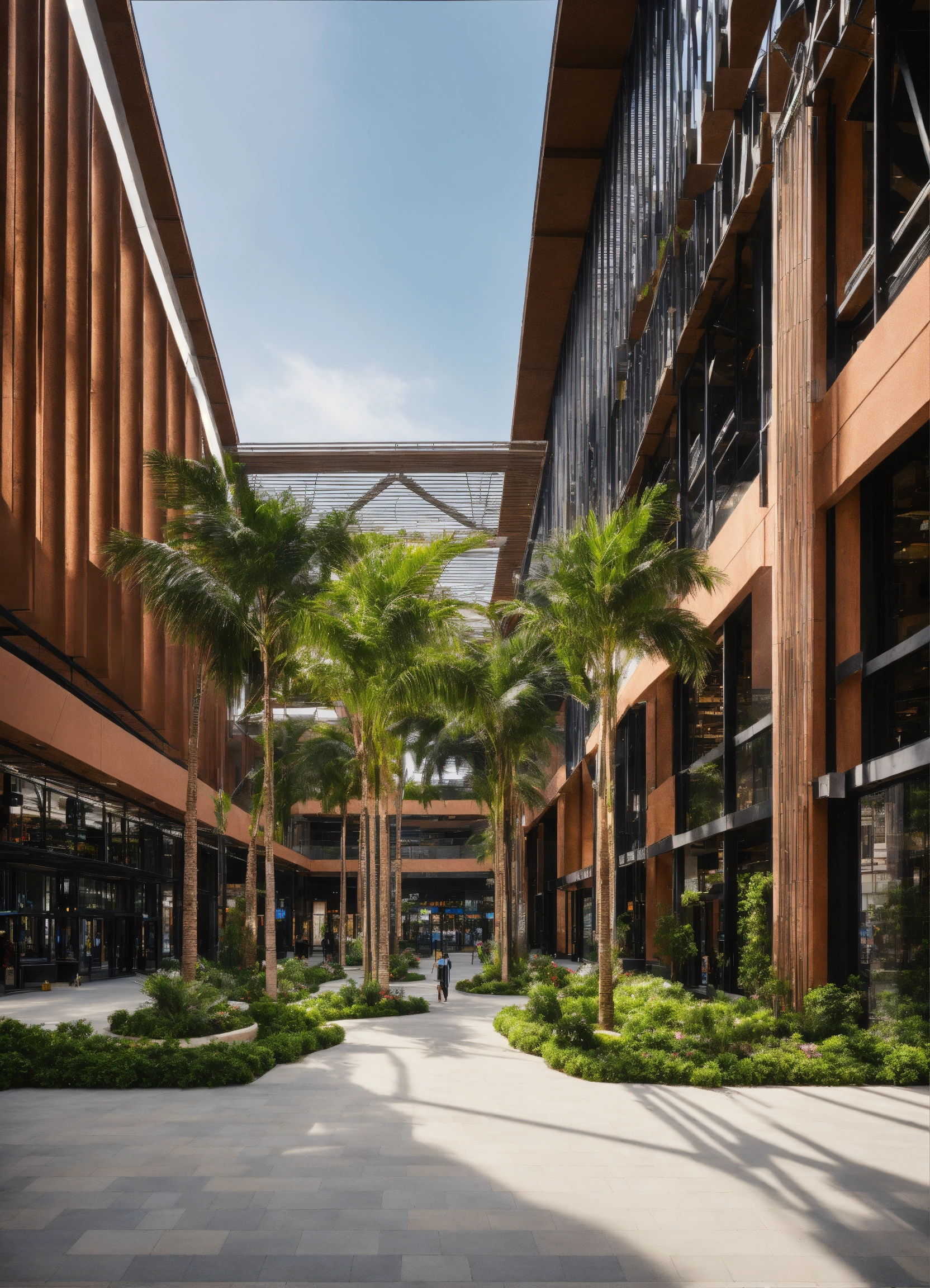 Lexica - A L shaped shopping mall steel structure with palm trees ...