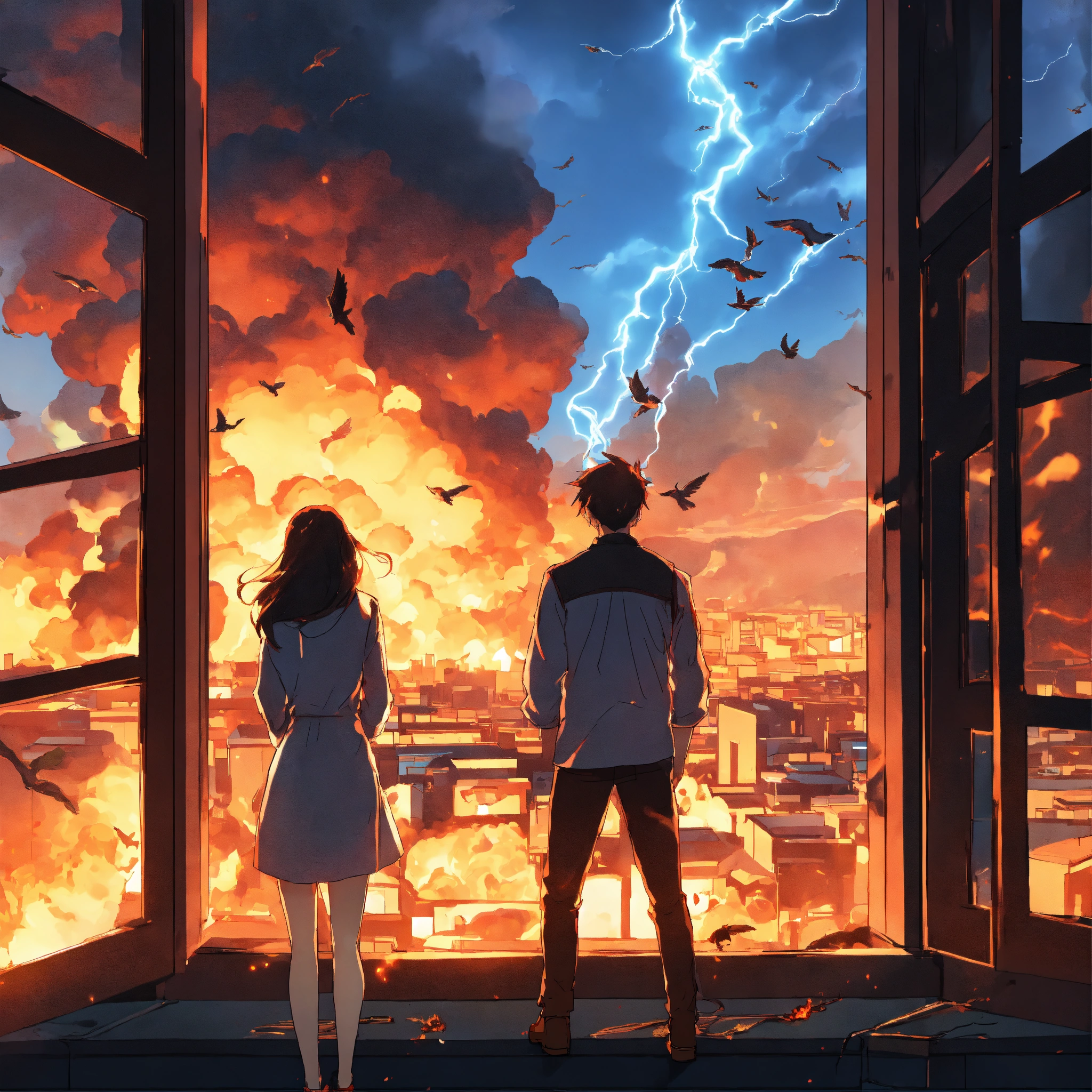 Lexica - ALL GLASSBLOWING STYLE Man and woman standing inside a burning ...