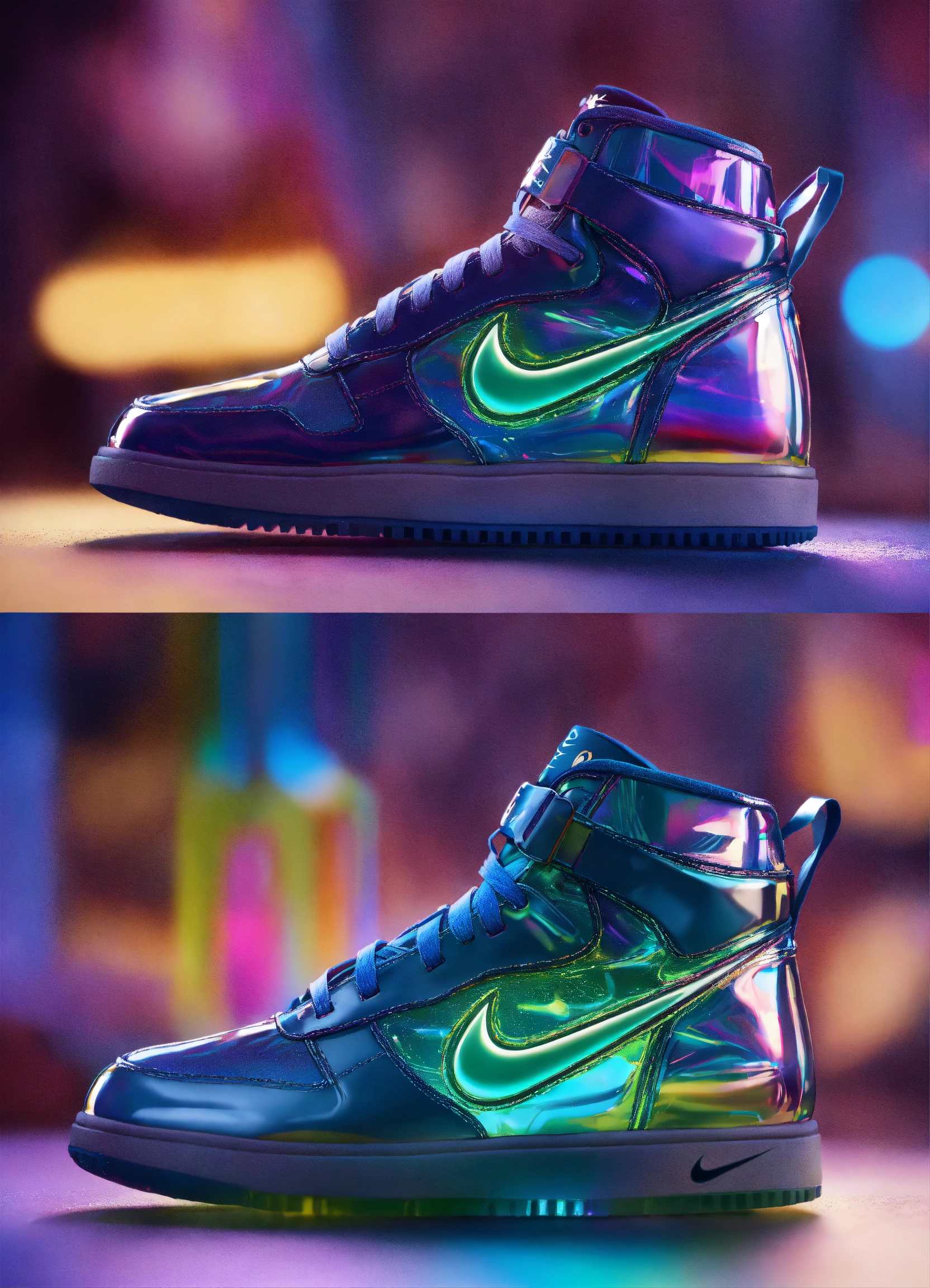 Lexica - Surreal Nike sneakers made out (iridescent glass), PCB, hyper ...
