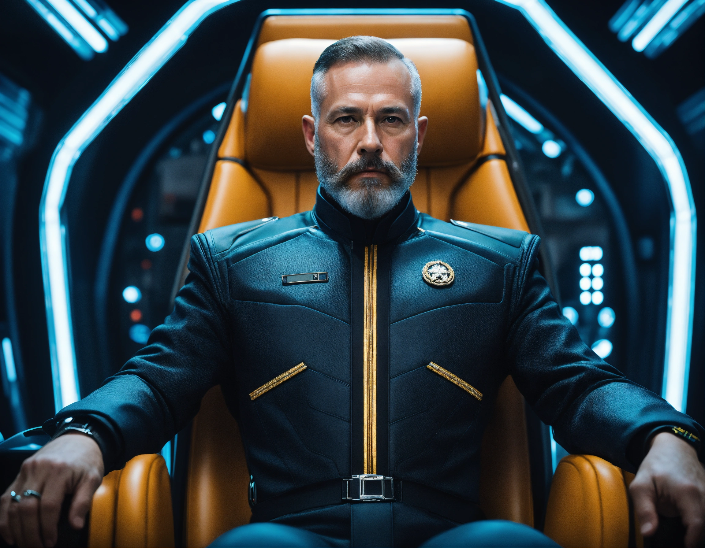 Lexica - 50 year old masculine star commander general with trim beard ...