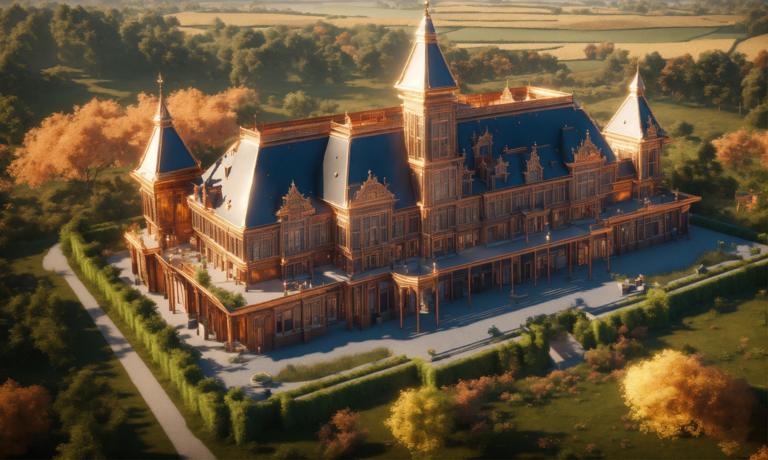 Lexica - Full image of a massive copper palace on a hill overlooking ...
