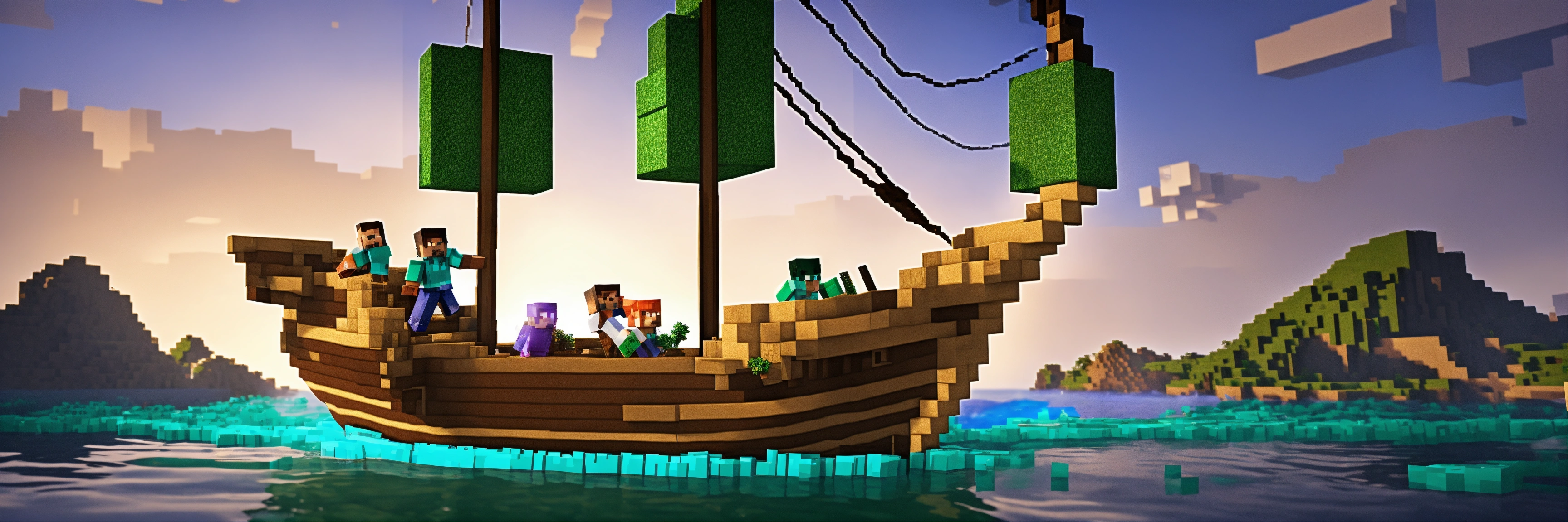 Lexica - A minecraft boat with minecraft players fighting each other ...
