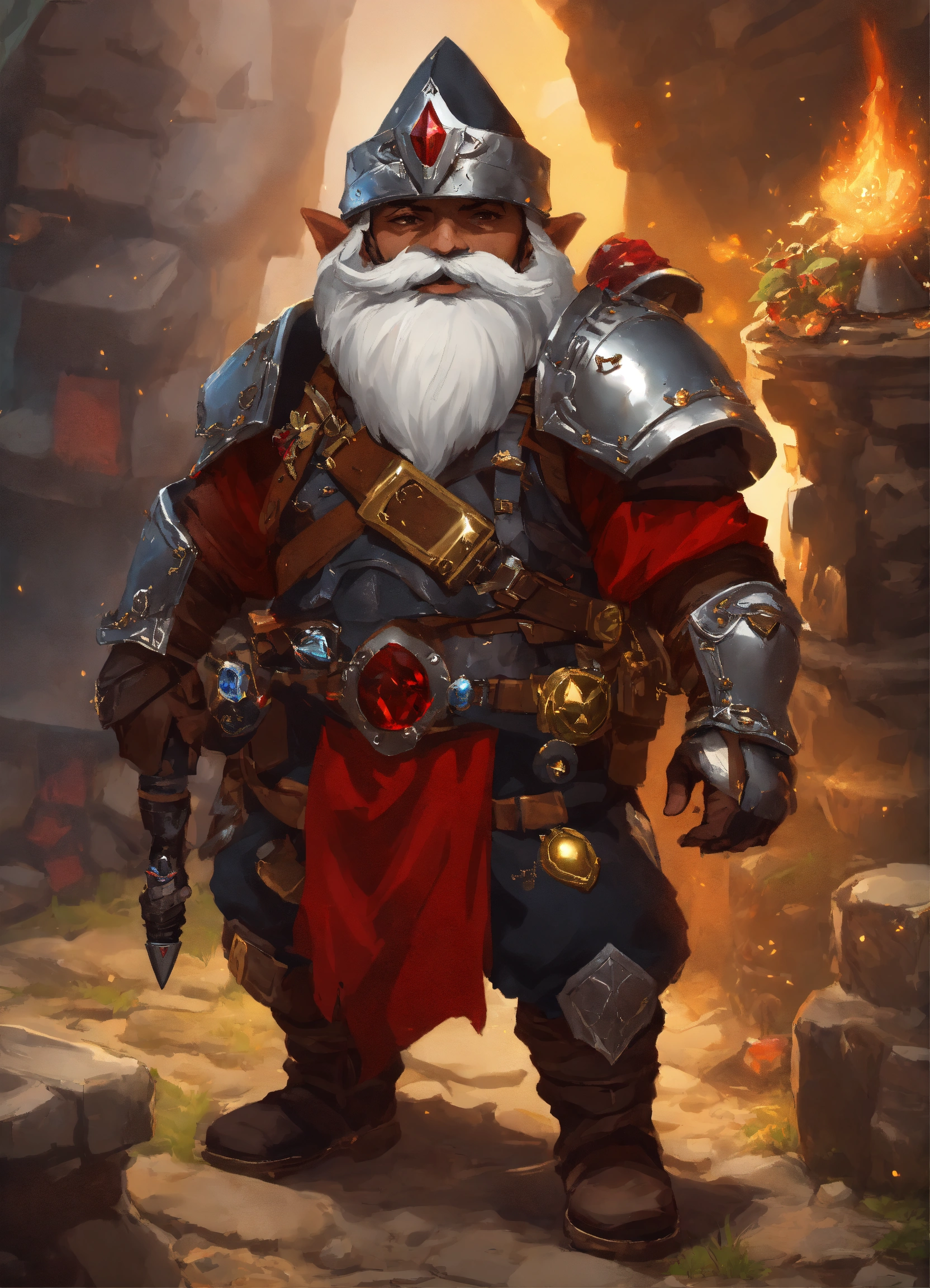 Lexica - Armorer artificer rock gnome with black skin, on a heavy dark ...