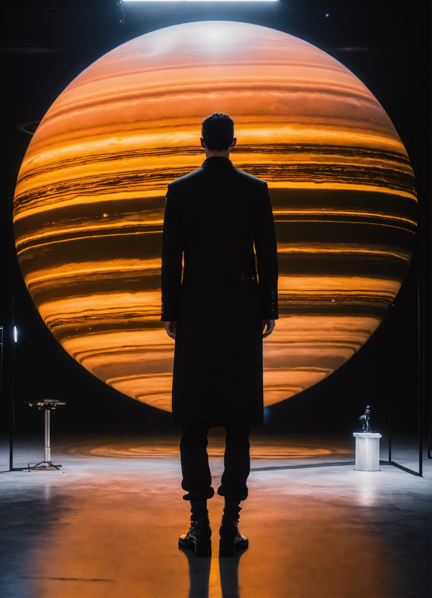 Lexica - Full body view of 2023 vantablack annual FASHION , eternal space, planets, saturn ...