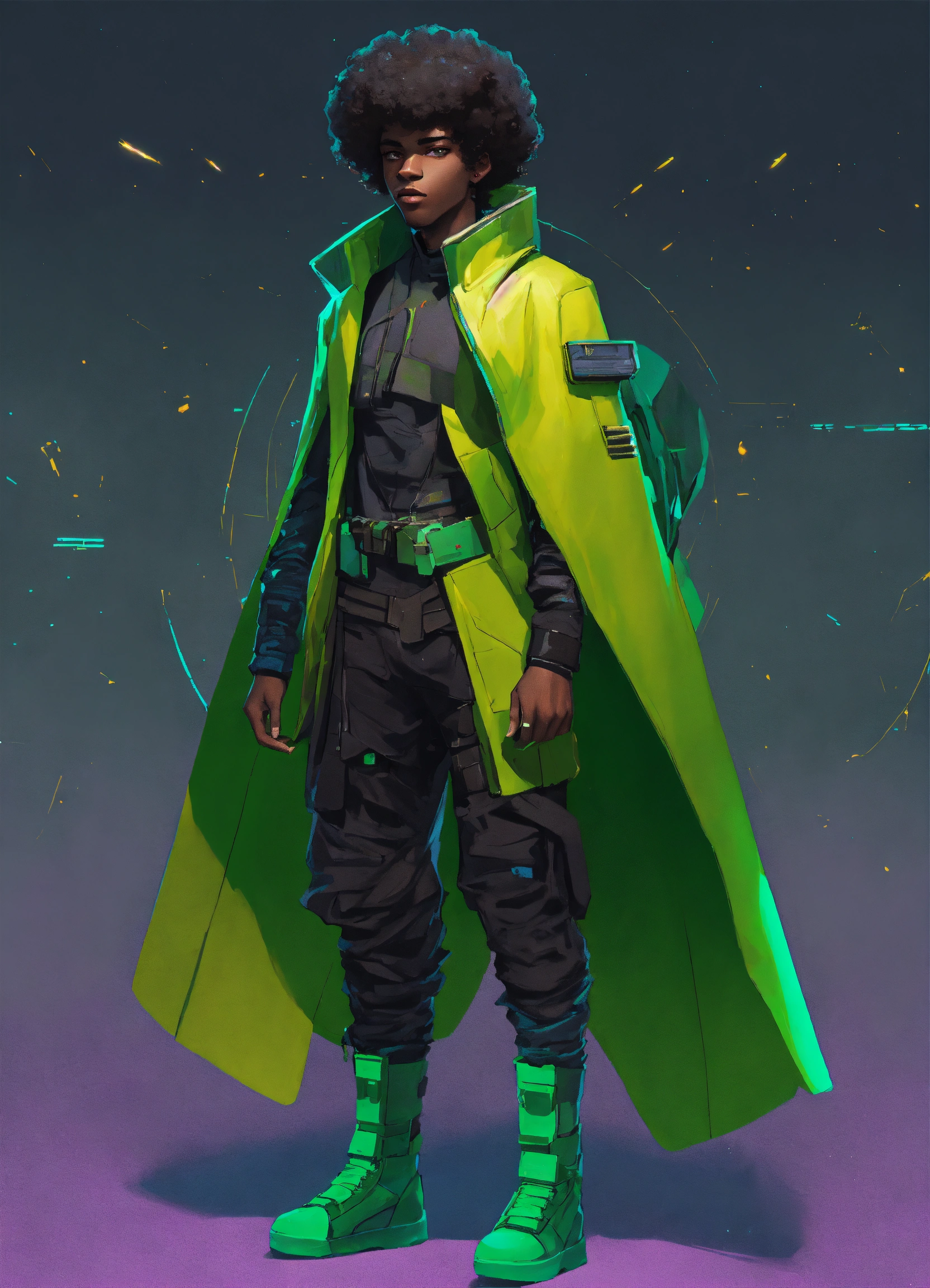 Lexica - Full body photo of a black cyberpunk 18-year-old man wearing ...