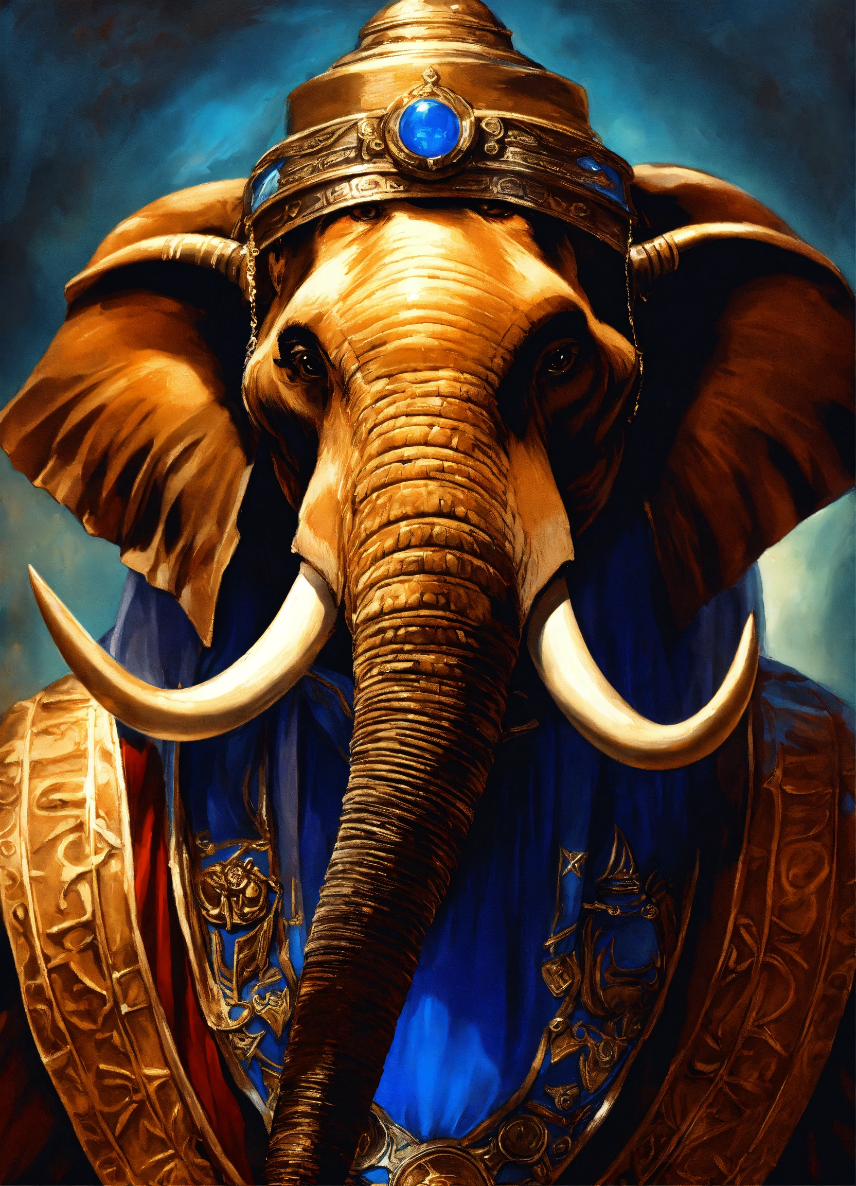Lexica - Fantasy Portrait of a Loxodon sorcerer, bronze tusks, soft ...