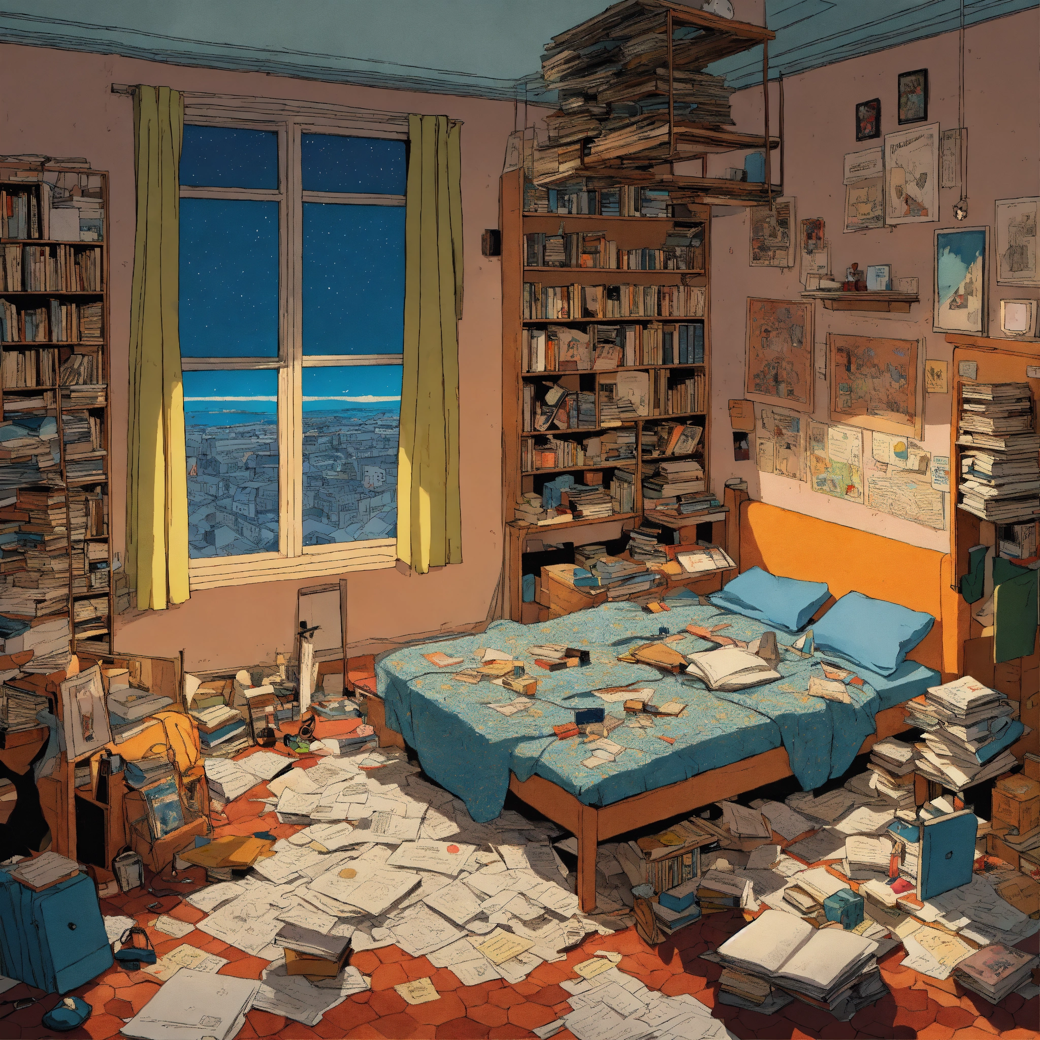 Lexica - Illustration by hergé, cube cutout of an isometric messy ...