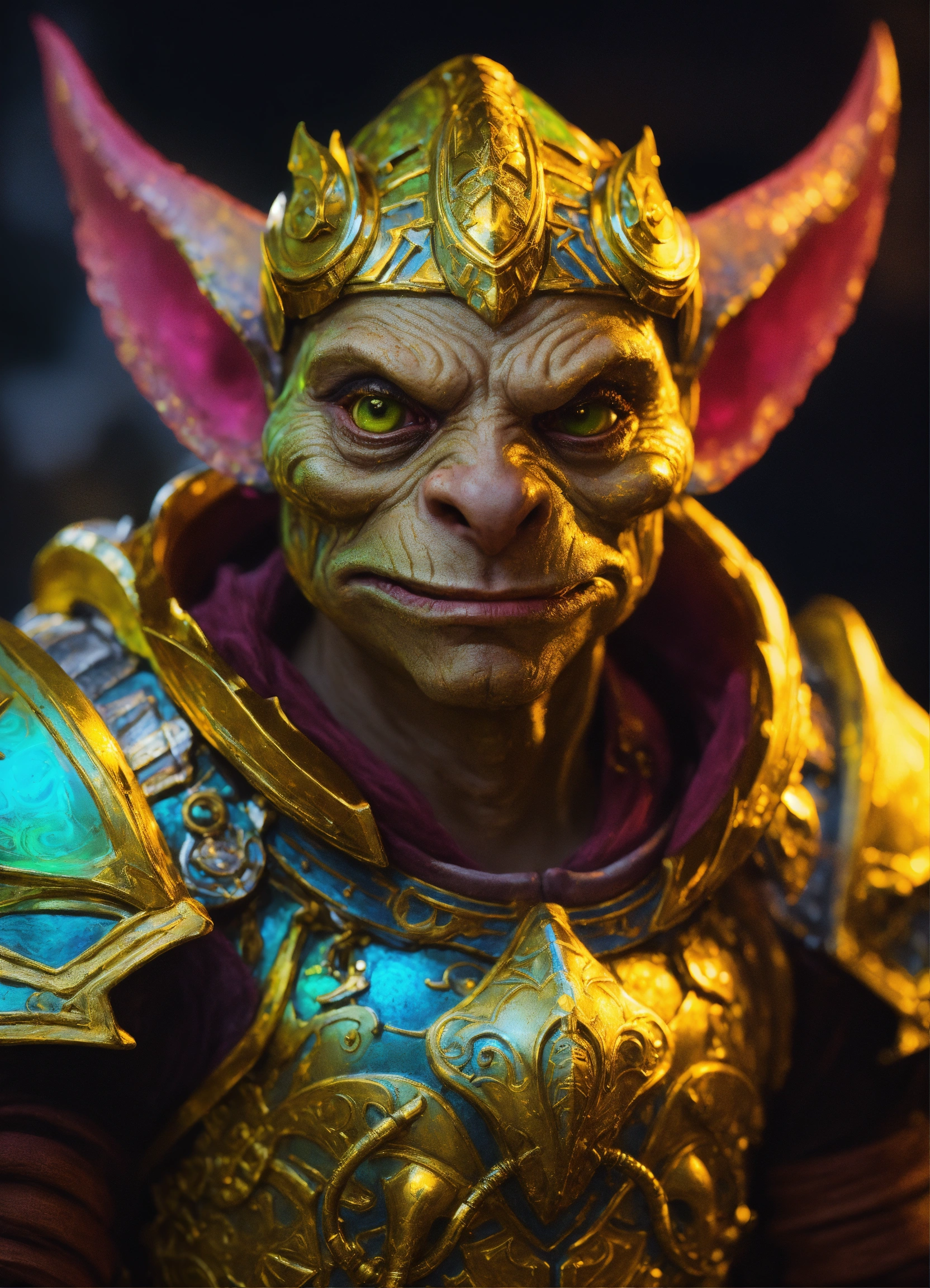 Lexica - A colorful portrait of a goblin, A FIERCE goblin IN FULL ...