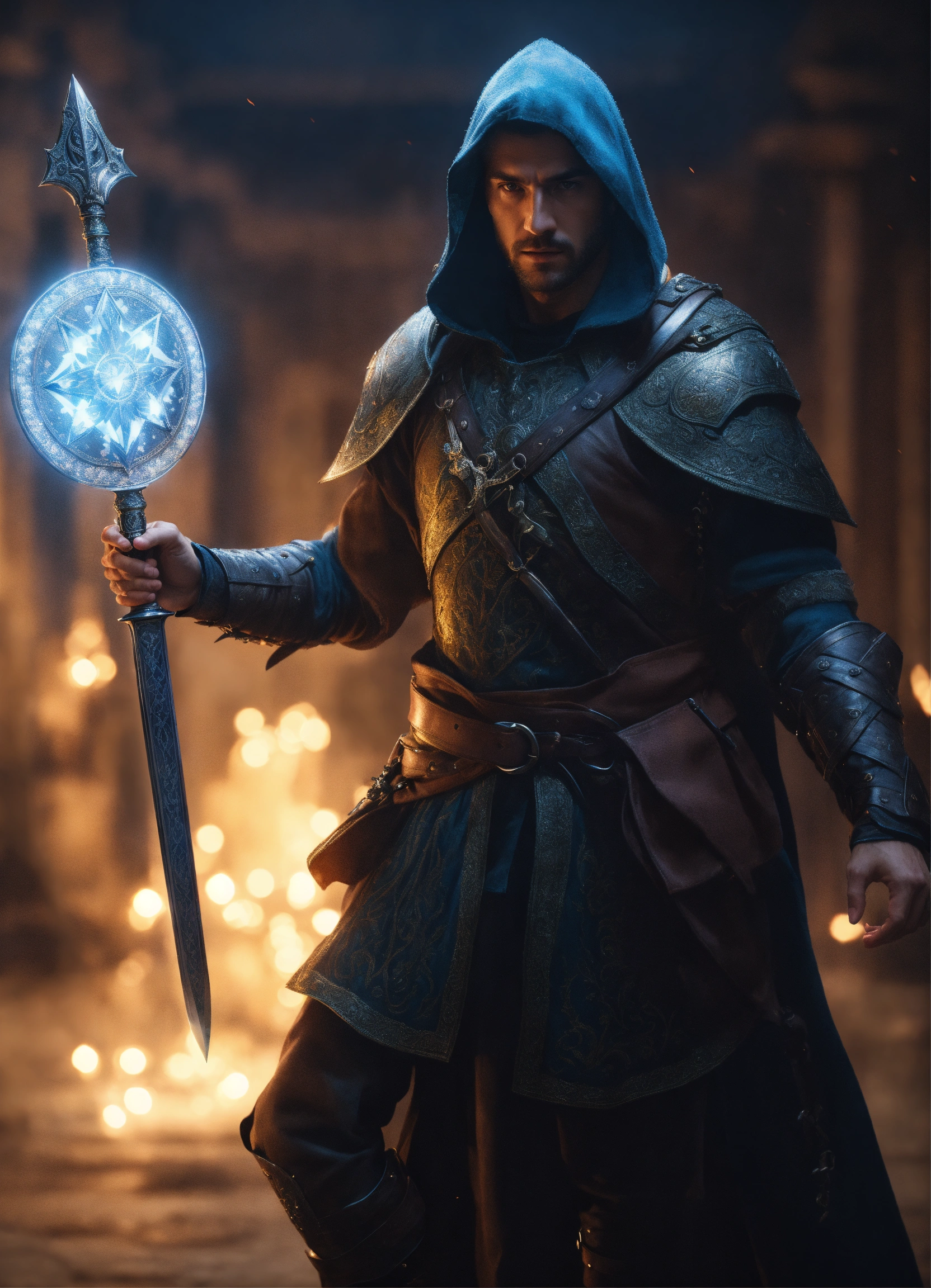 Lexica - A realistic full body portrait of a medieval spell caster with ...