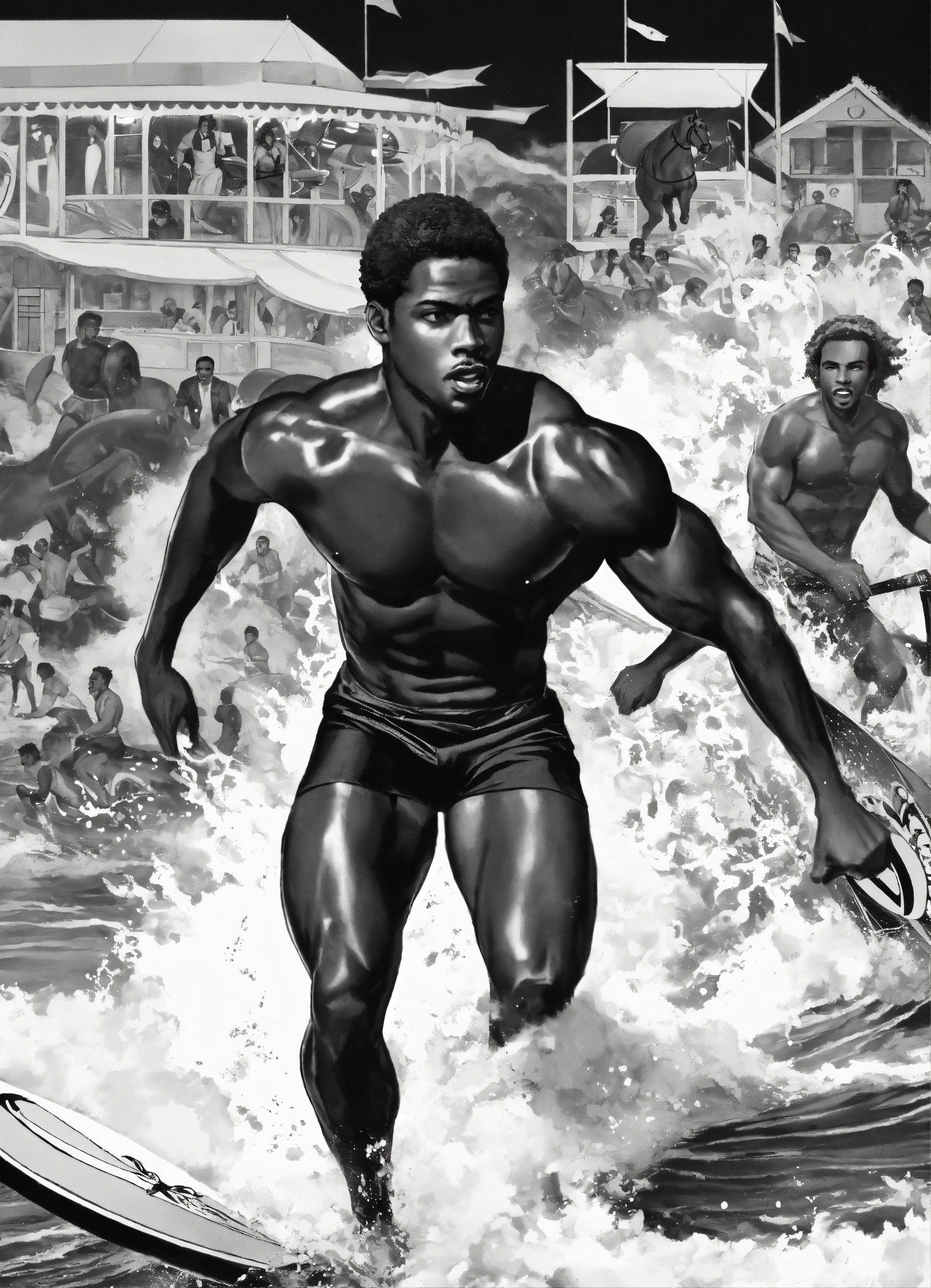 Lexica - Black and white illustation, carousel of consistent images of ...