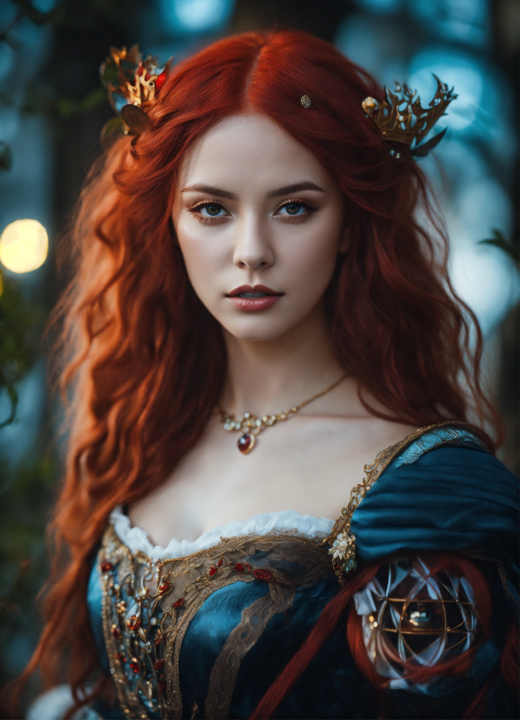 Lexica - Red hair white woman red eyes queen fantasy 4k